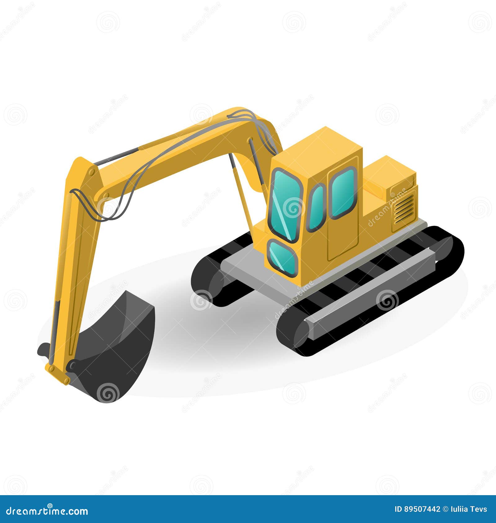 Vector Illustration of the Excavator, Construction Isometric Stock ...