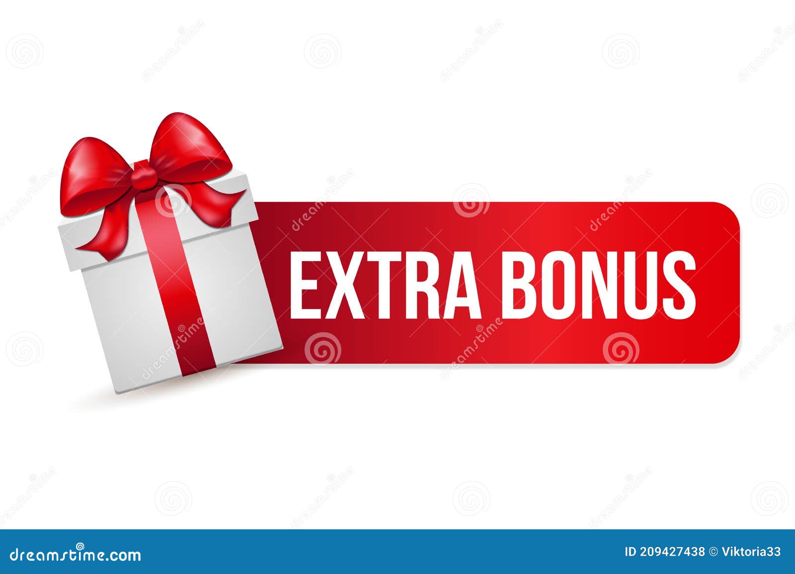 Vector Illustration Extra Bonus Label. Modern Banner with Red Gift ...