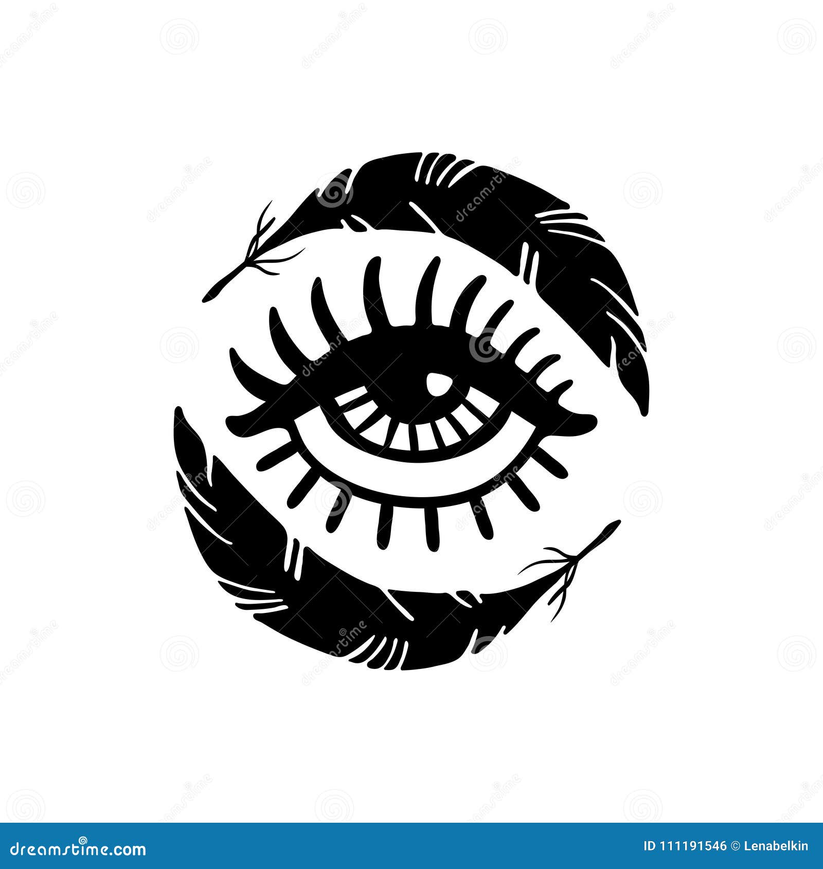Vector Illustration with Eye and Feathers Stock Vector - Illustration ...