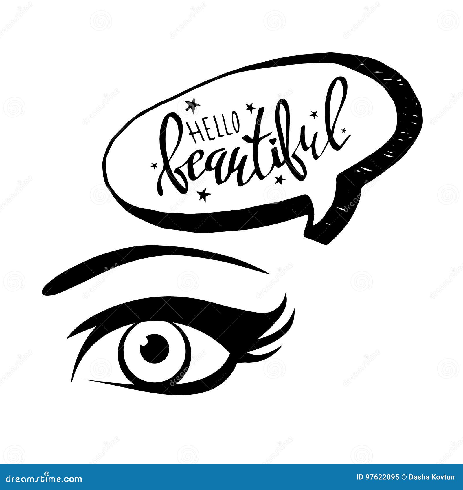 Vector Illustration Eye Human Black Eyeball Look White Eyesight Vision ...