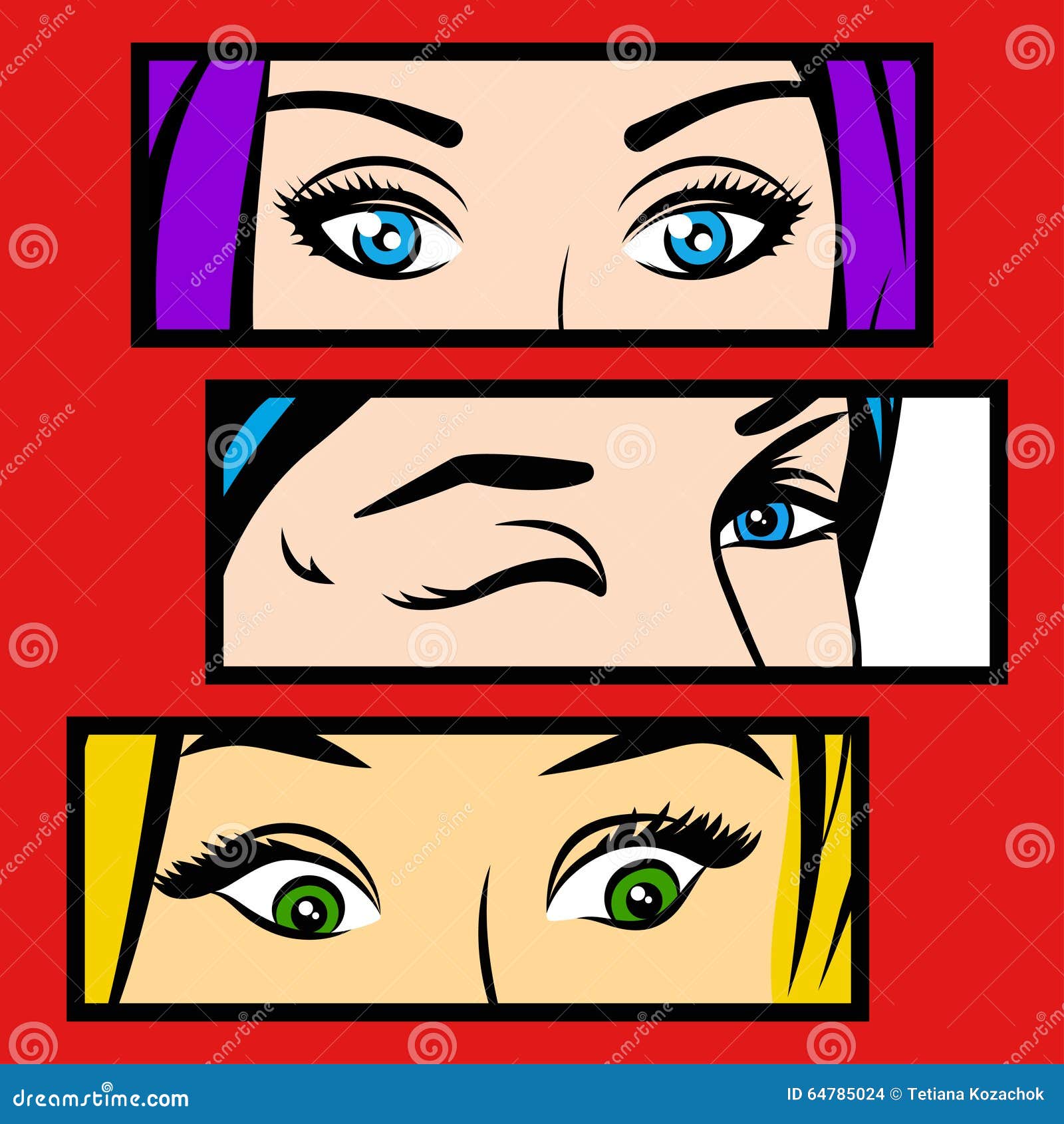 Vector Illustration of Eyes in the Frame. Stock Vector - Illustration ...