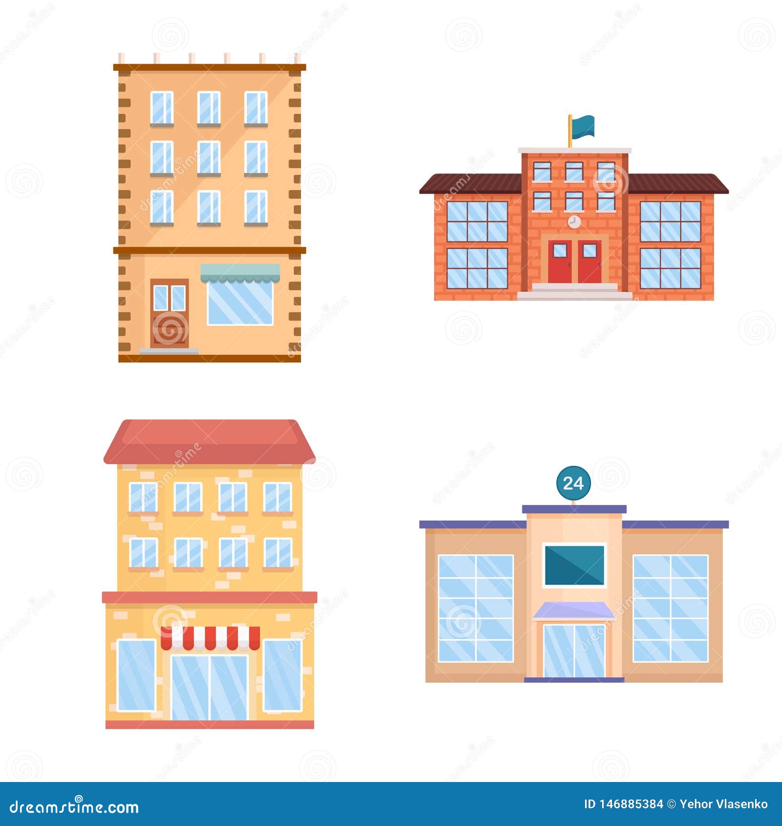 Vector Design of Facade and Building Symbol. Set of Facade and Exterior ...