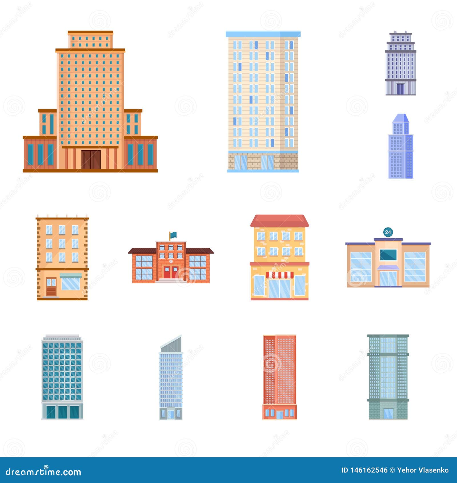 Vector Design of Facade and Building Icon. Set of Facade and Exterior ...