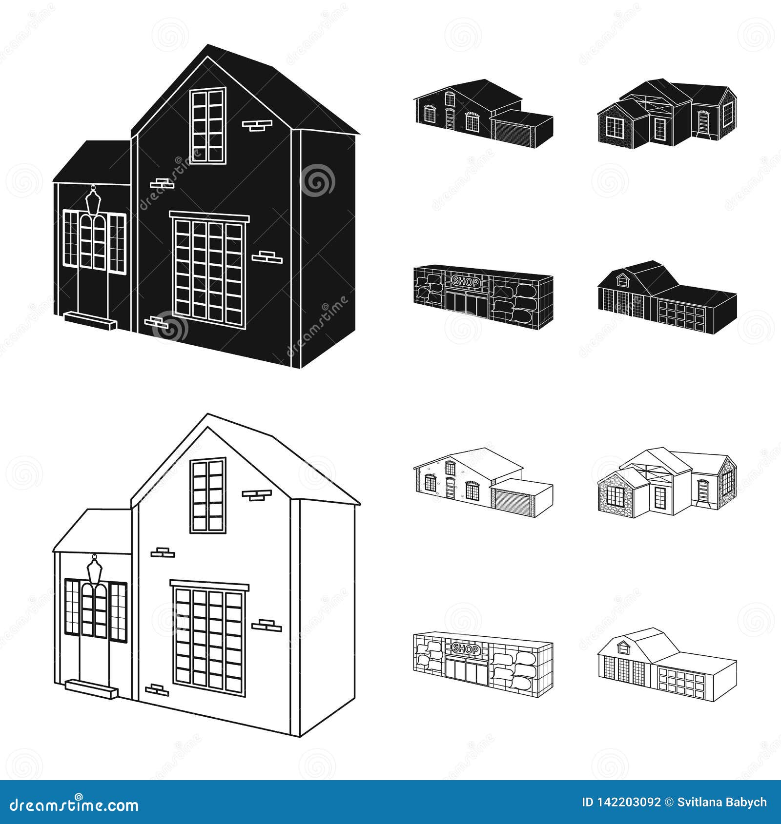 Vector Design of Facade and Housing Logo. Set of Facade and ...