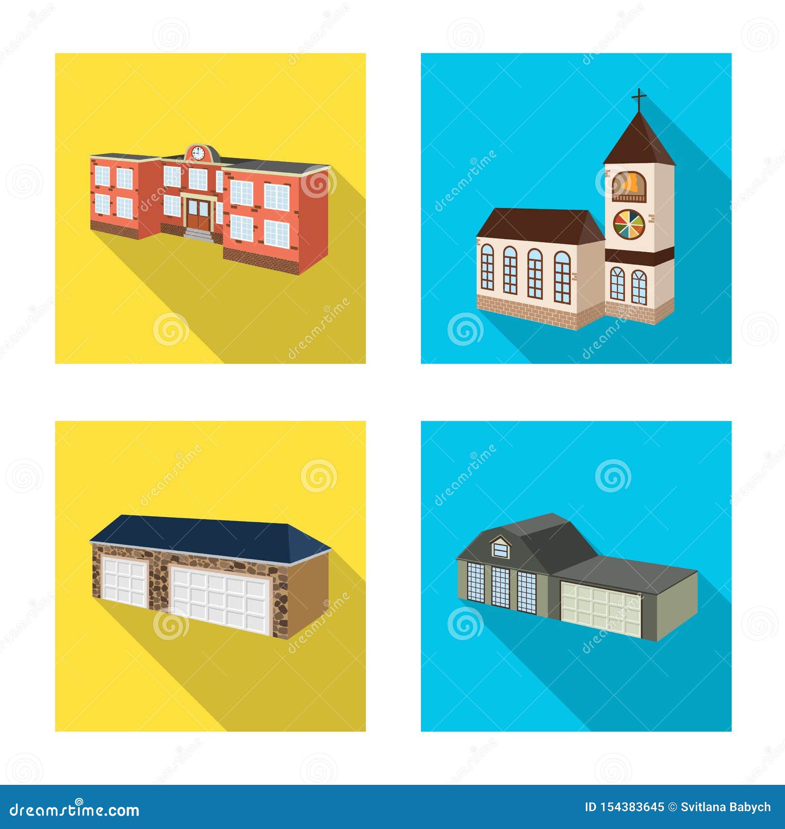 Vector Illustration of Facade and Housing Icon. Set of Facade and ...