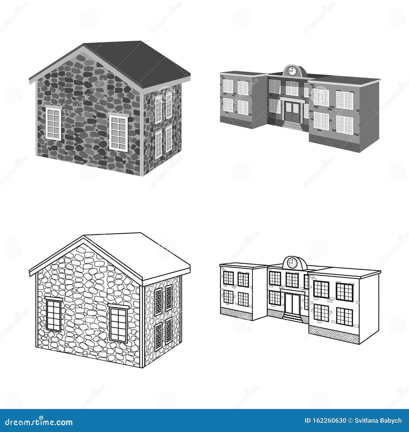 Vector Design of Facade and Housing Logo. Collection of Facade and ...