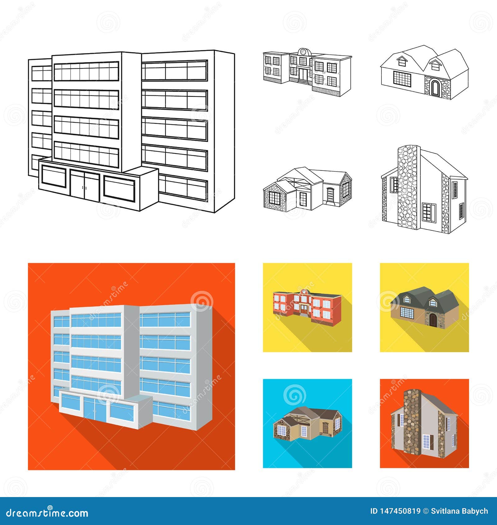 Vector Design of Facade and Housing Icon. Collection of Facade and ...