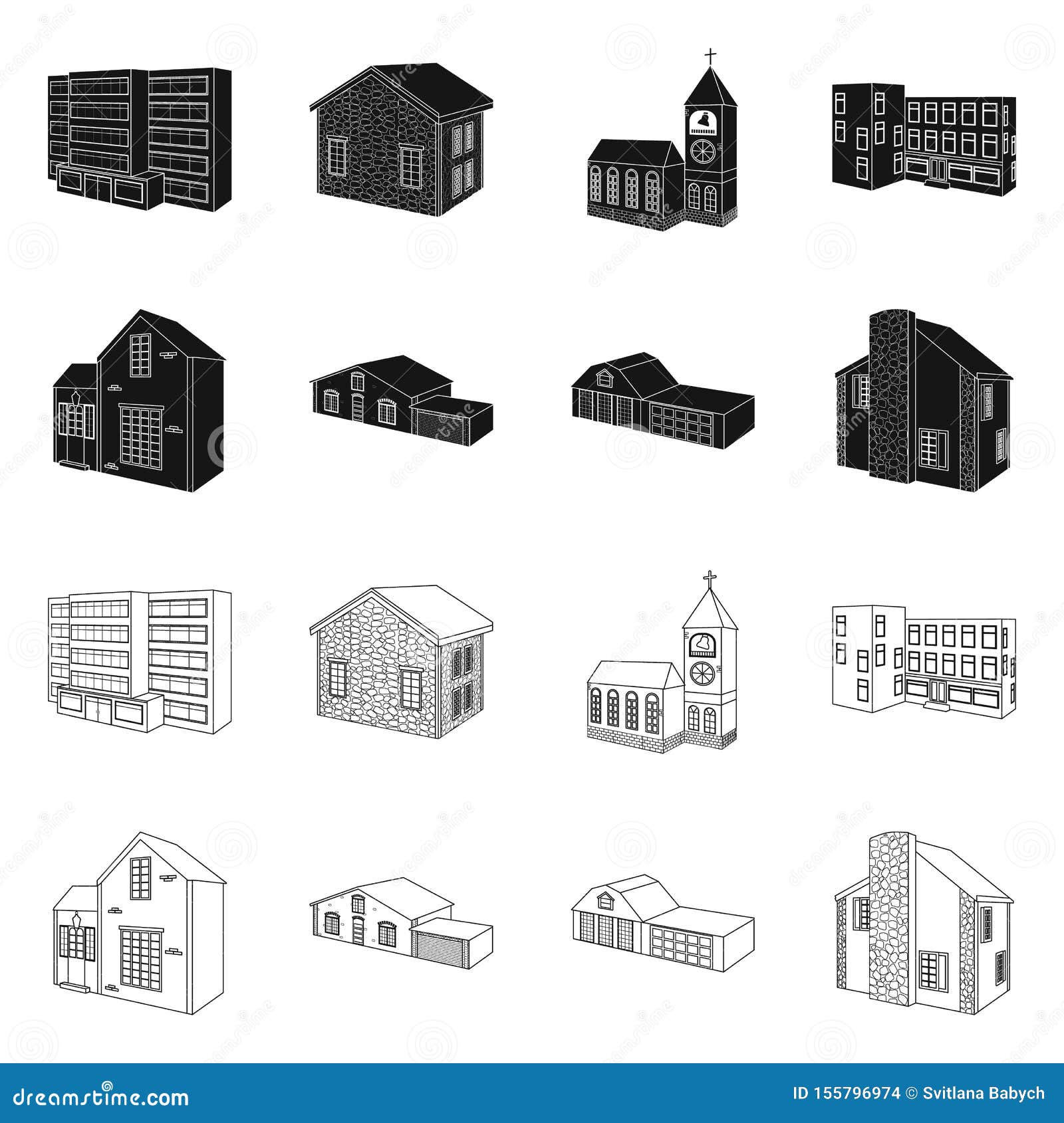 Vector Design of Facade and Housing Icon. Collection of Facade and ...
