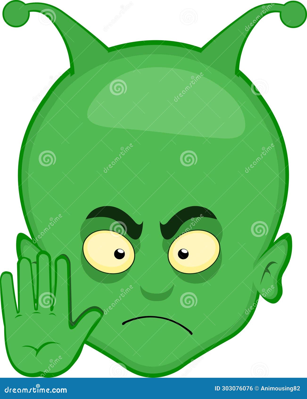 Vector Illustration Face Alien or Extraterrestrial Cartoon Making a ...
