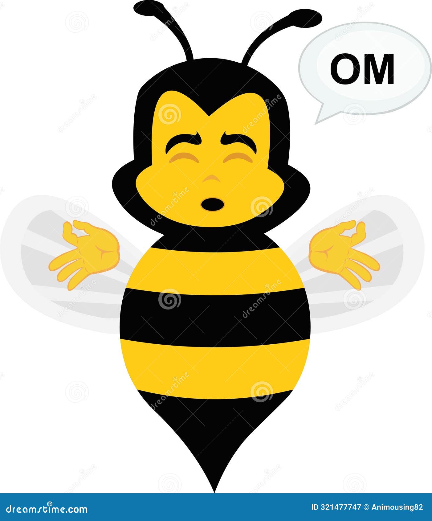 Head Bee Meditate Speech Bubble Text OM Stock Vector - Illustration of ...