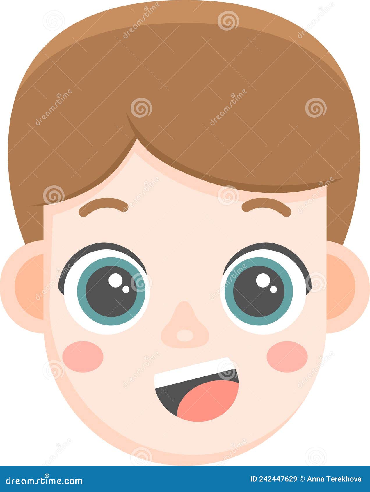 Vector Illustration with Face of a Boy Stock Vector - Illustration of ...