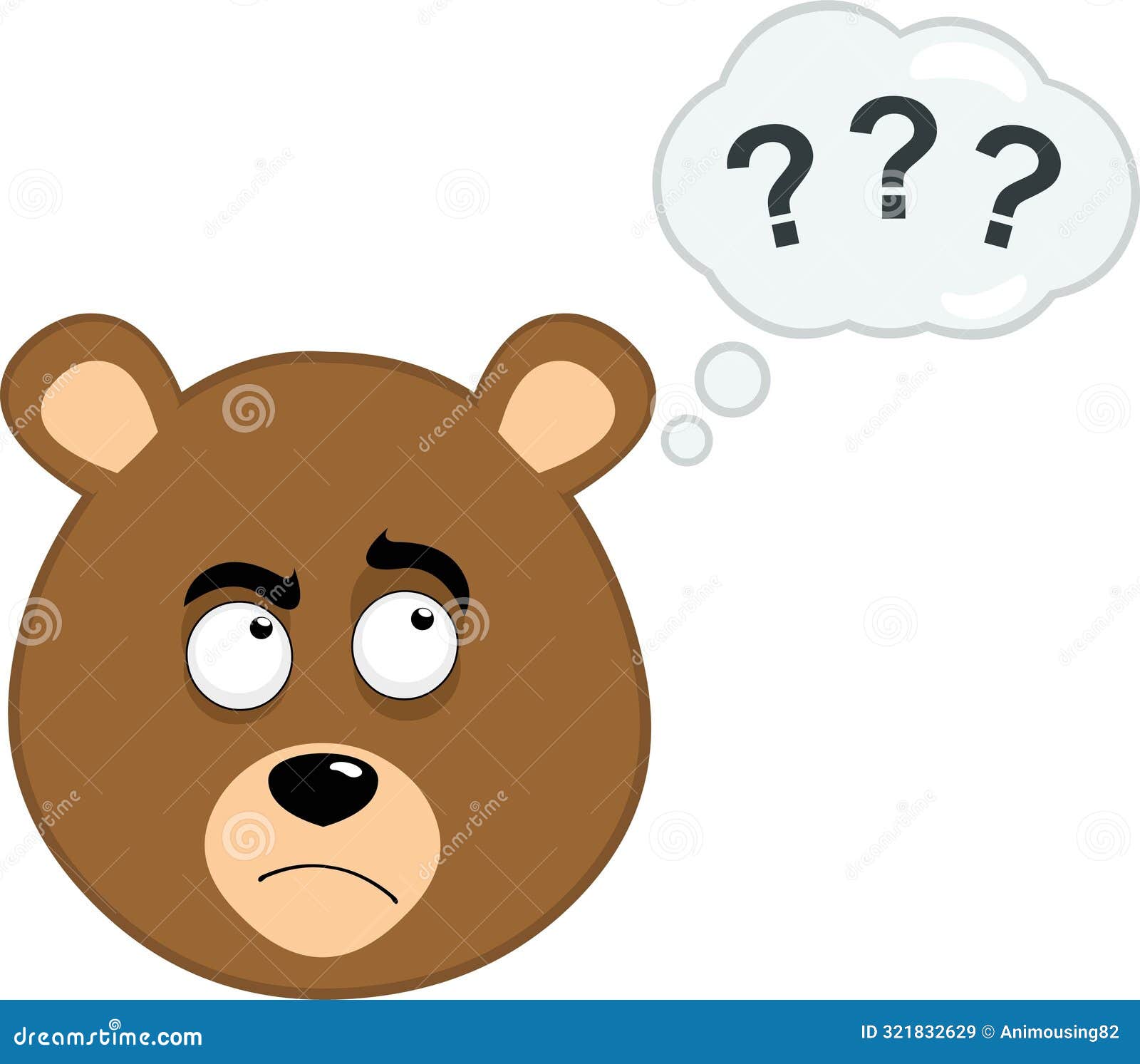 Vector Illustration Head Bear Grizzly Cartoon Think Cloud and ...