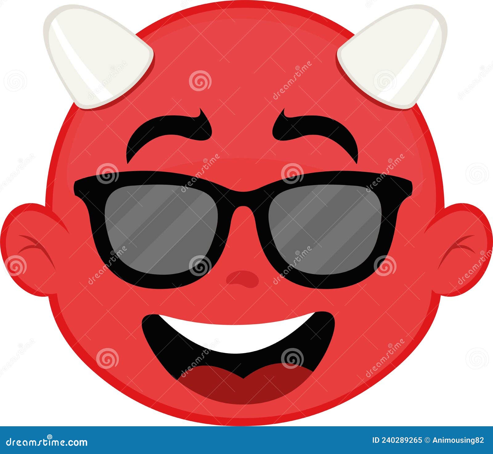 Face of a Cartoon Devil with a Happy Expression and Sunglasses Stock ...