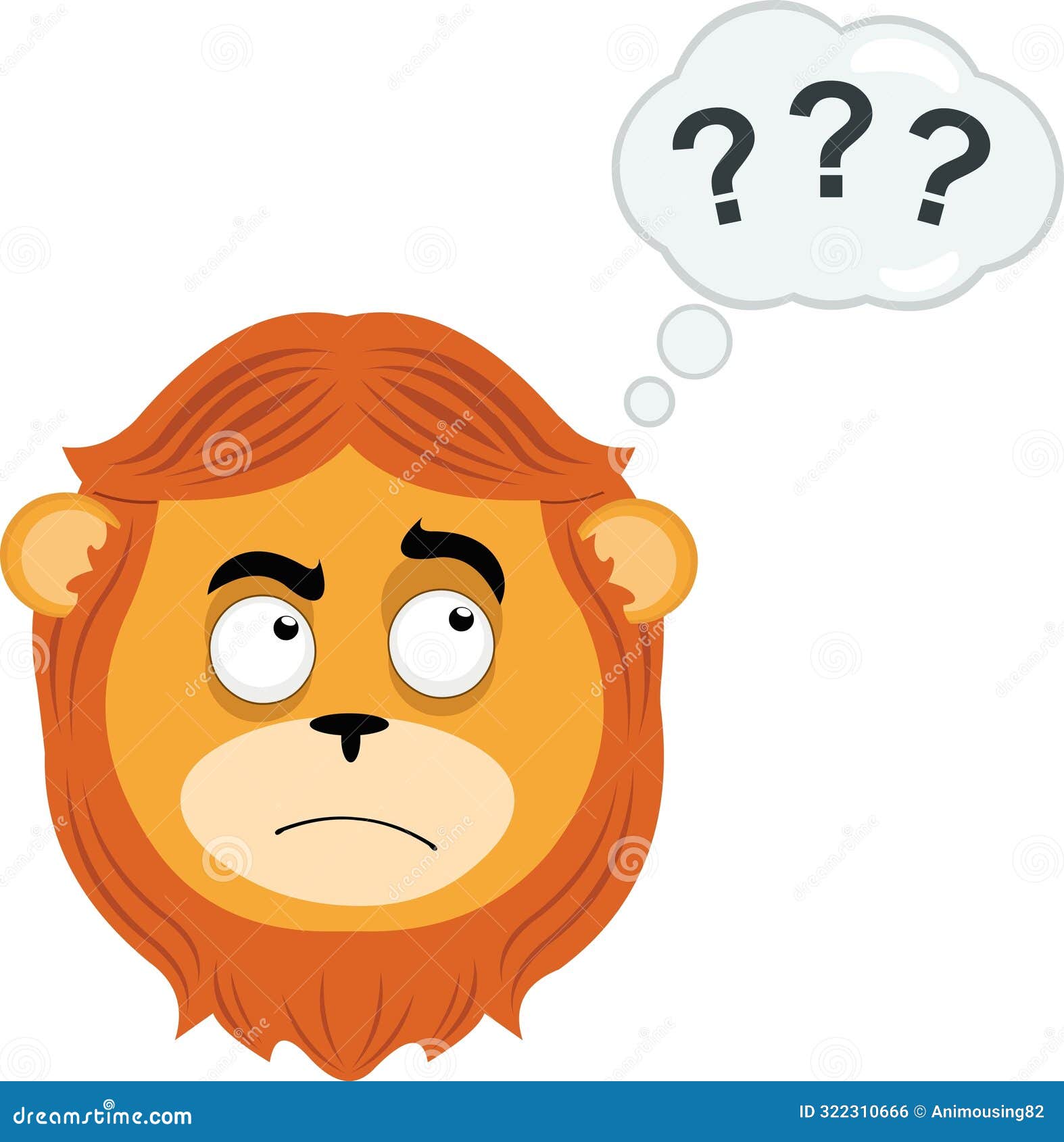 Head Lion Cloud Thought Question Marks Stock Vector - Illustration of ...