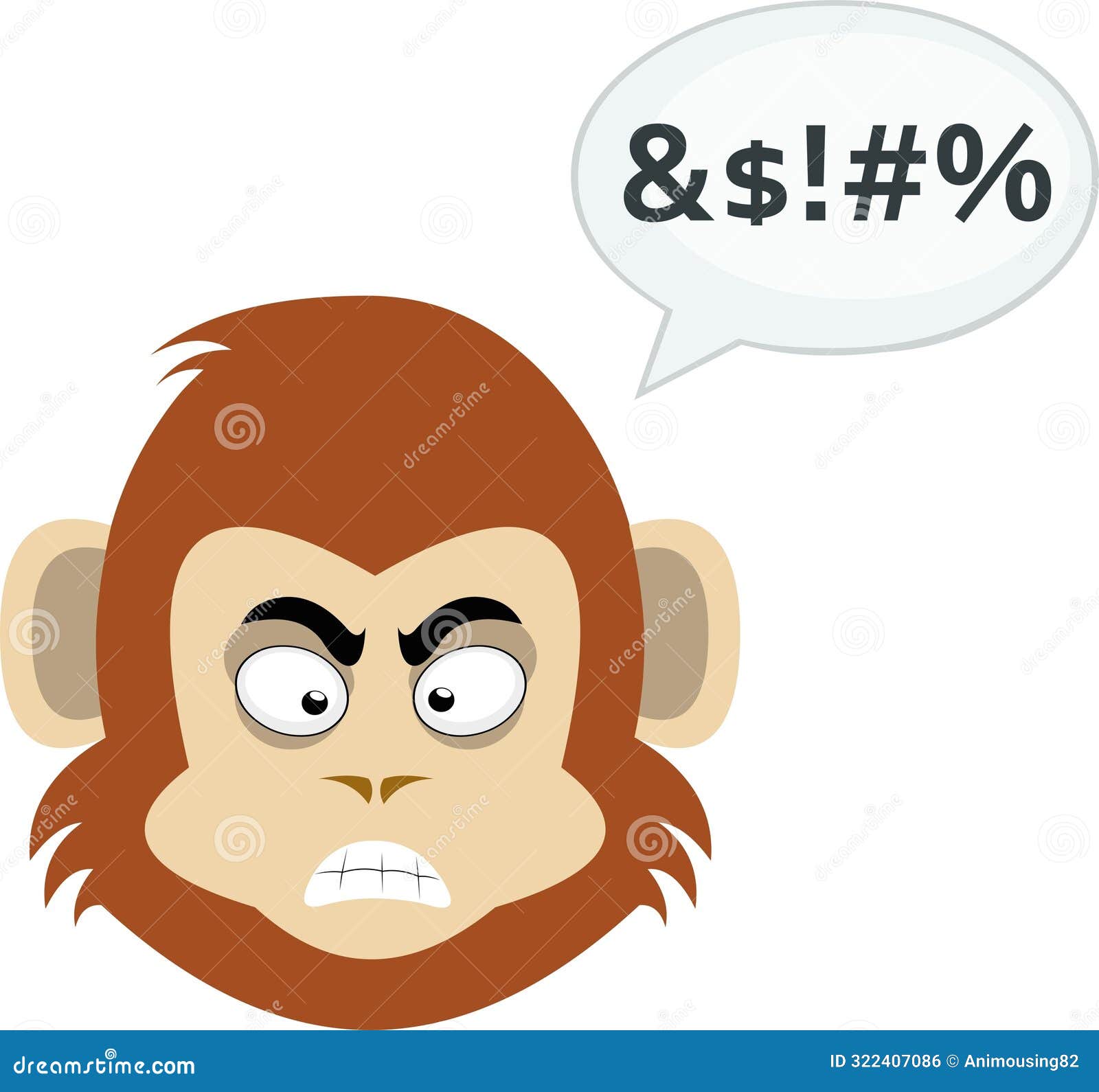 Monkey Head Bubble Dialog Insult Stock Vector - Illustration of face ...