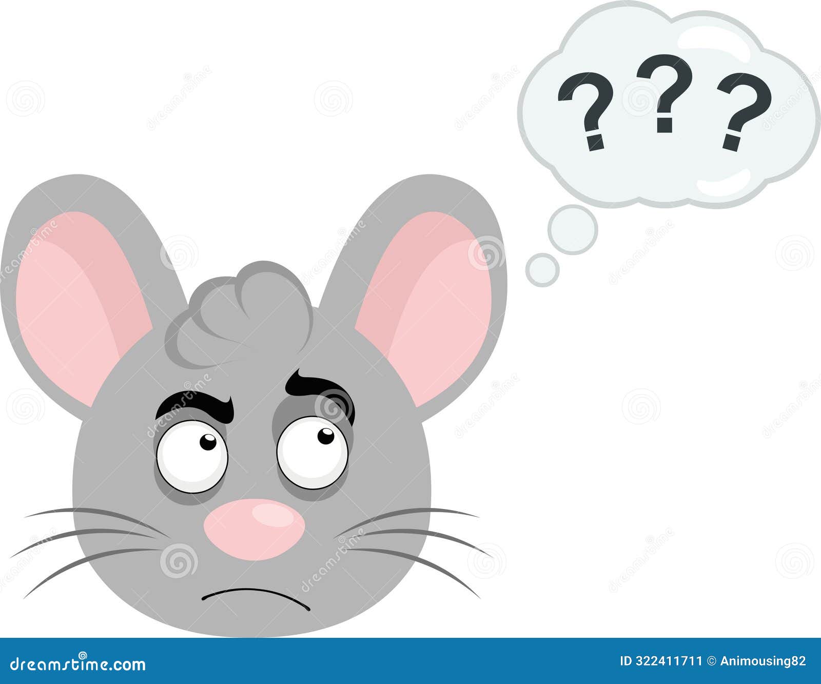 Head Mouse Thinking Cloud Thought Question Marks Stock Vector ...
