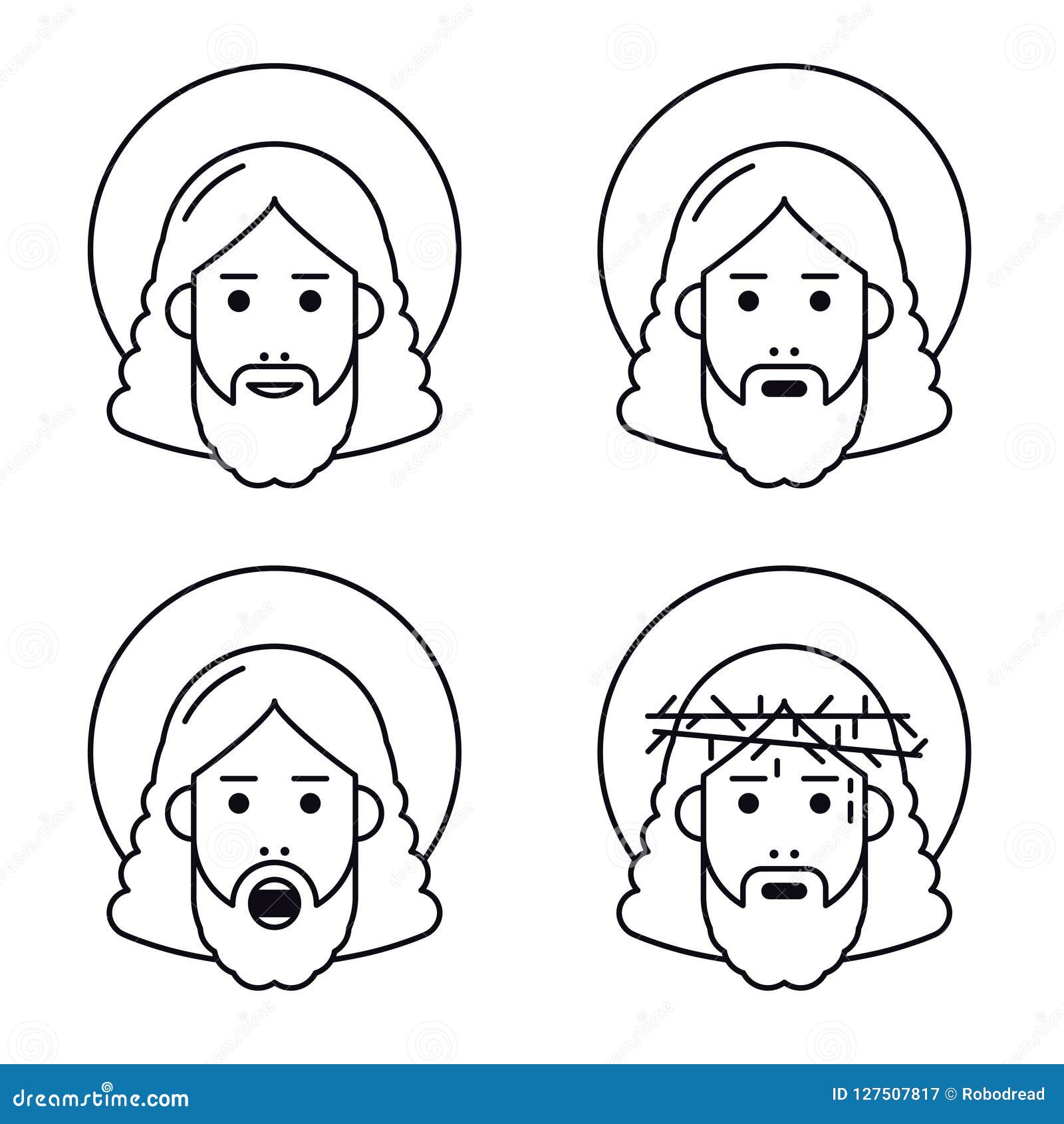 Jesus Christ Face Flat Icon Stock Vector - Illustration of christianity ...