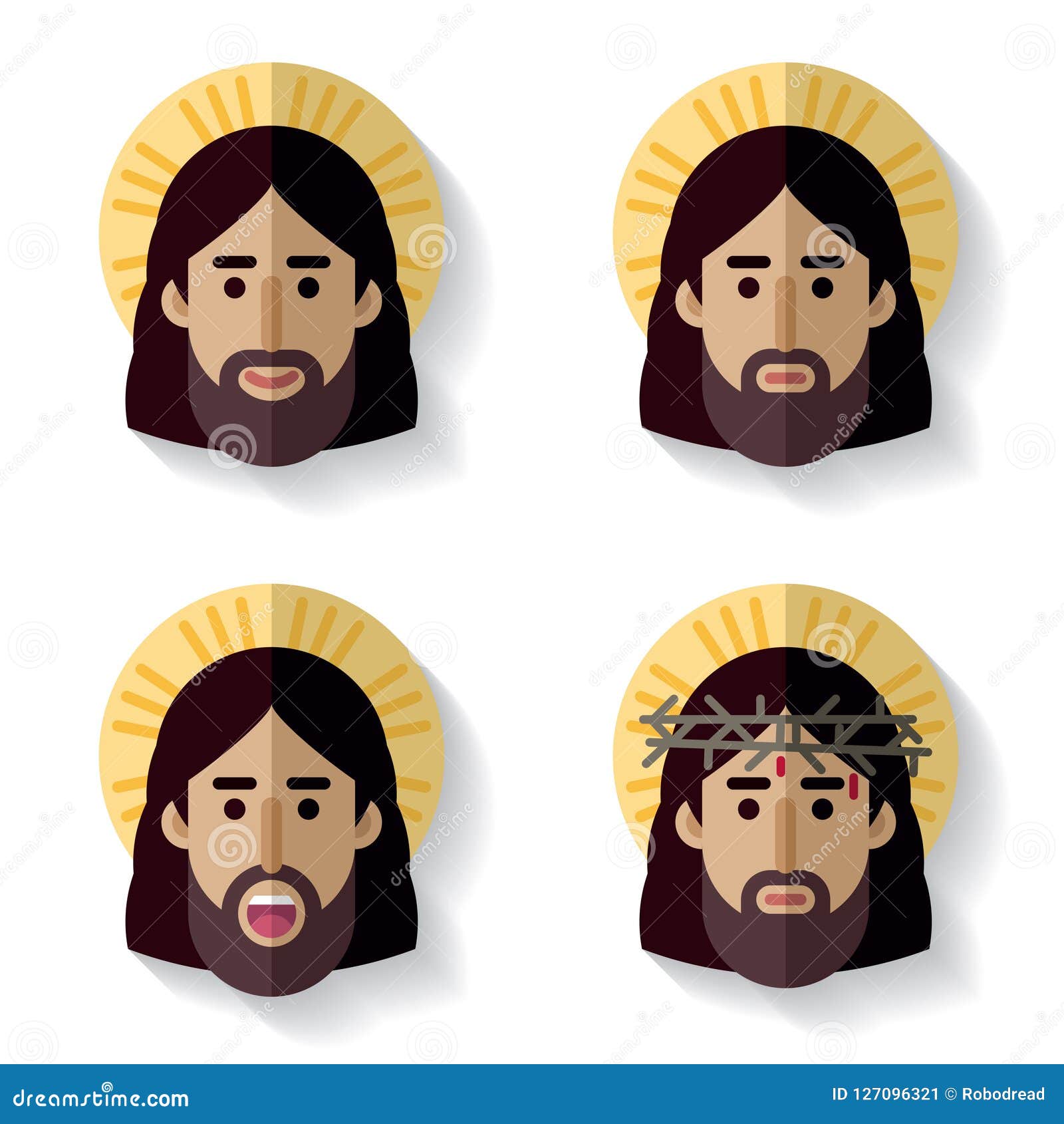 Jesus Christ Face Flat Icon Stock Vector - Illustration of holy, life ...