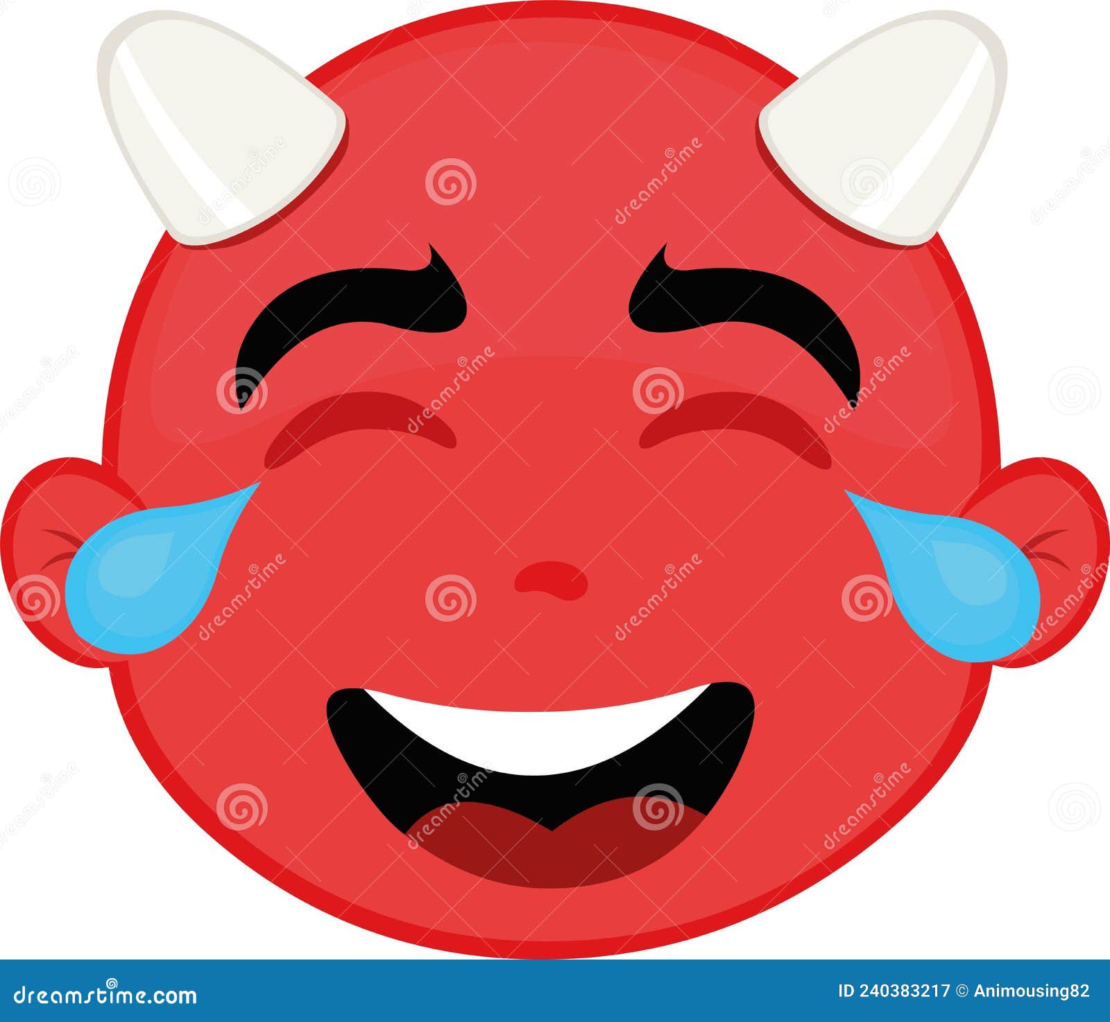 Vector Illustration of the Face of a Little Demon with a Happy ...