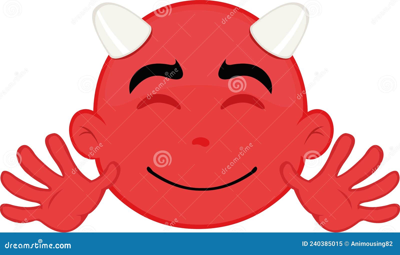 Vector Illustration of the Face of a Little Demon with a Happy ...