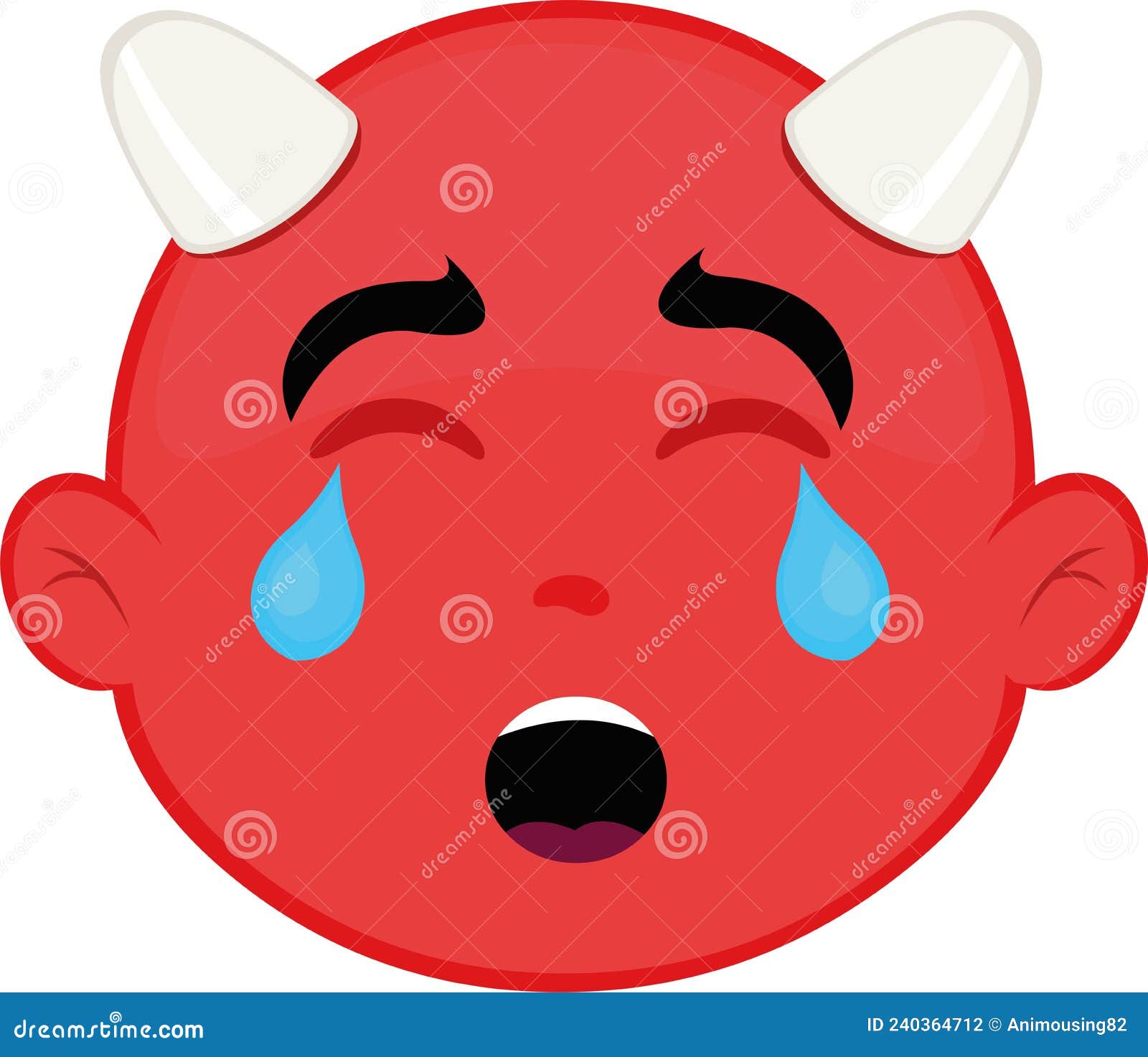 Vector Illustration of the Face of a Little Demon with a Sad Expression ...