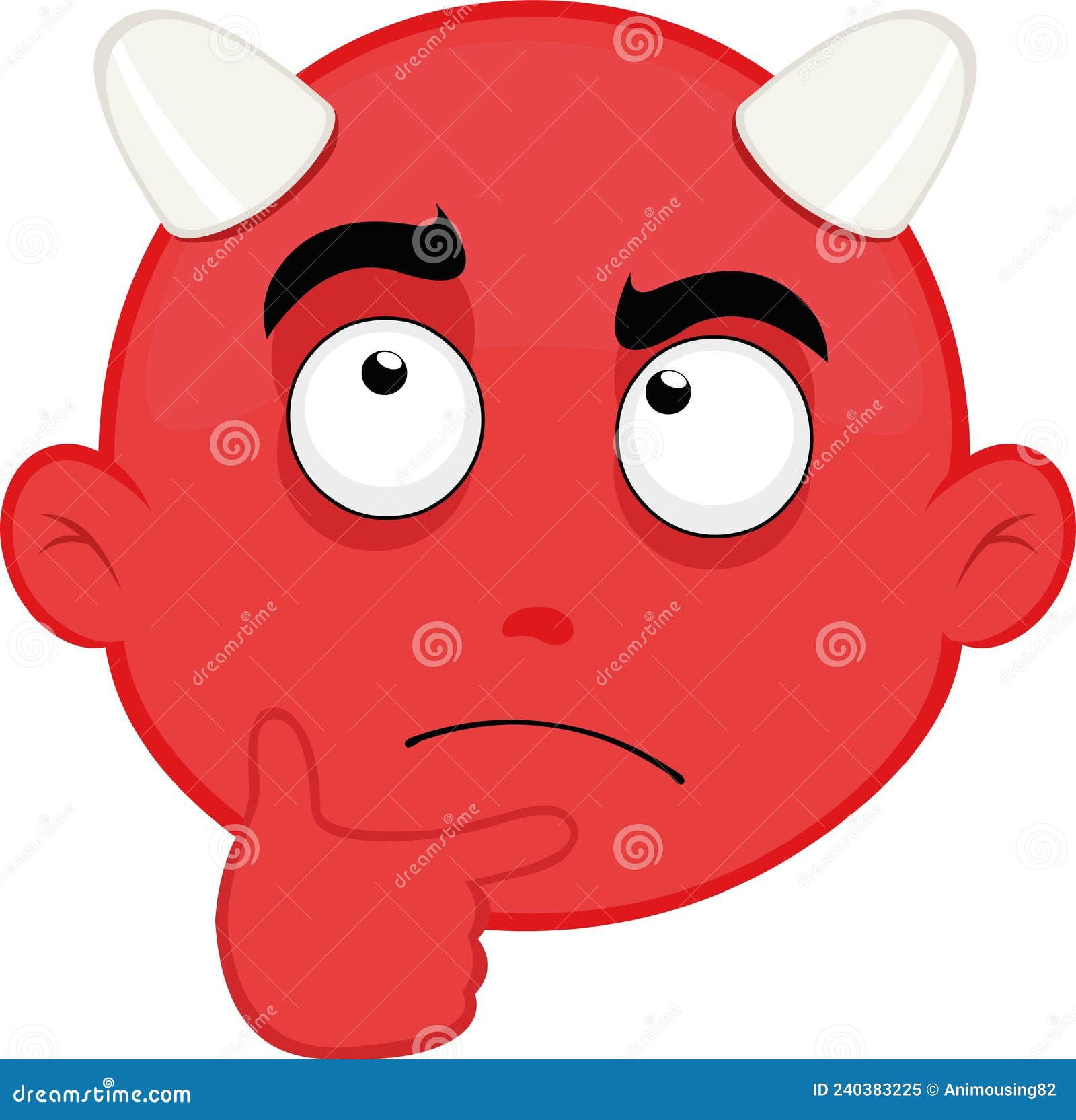 Vector Illustration of the Face of a Little Demon with a Thinking or ...
