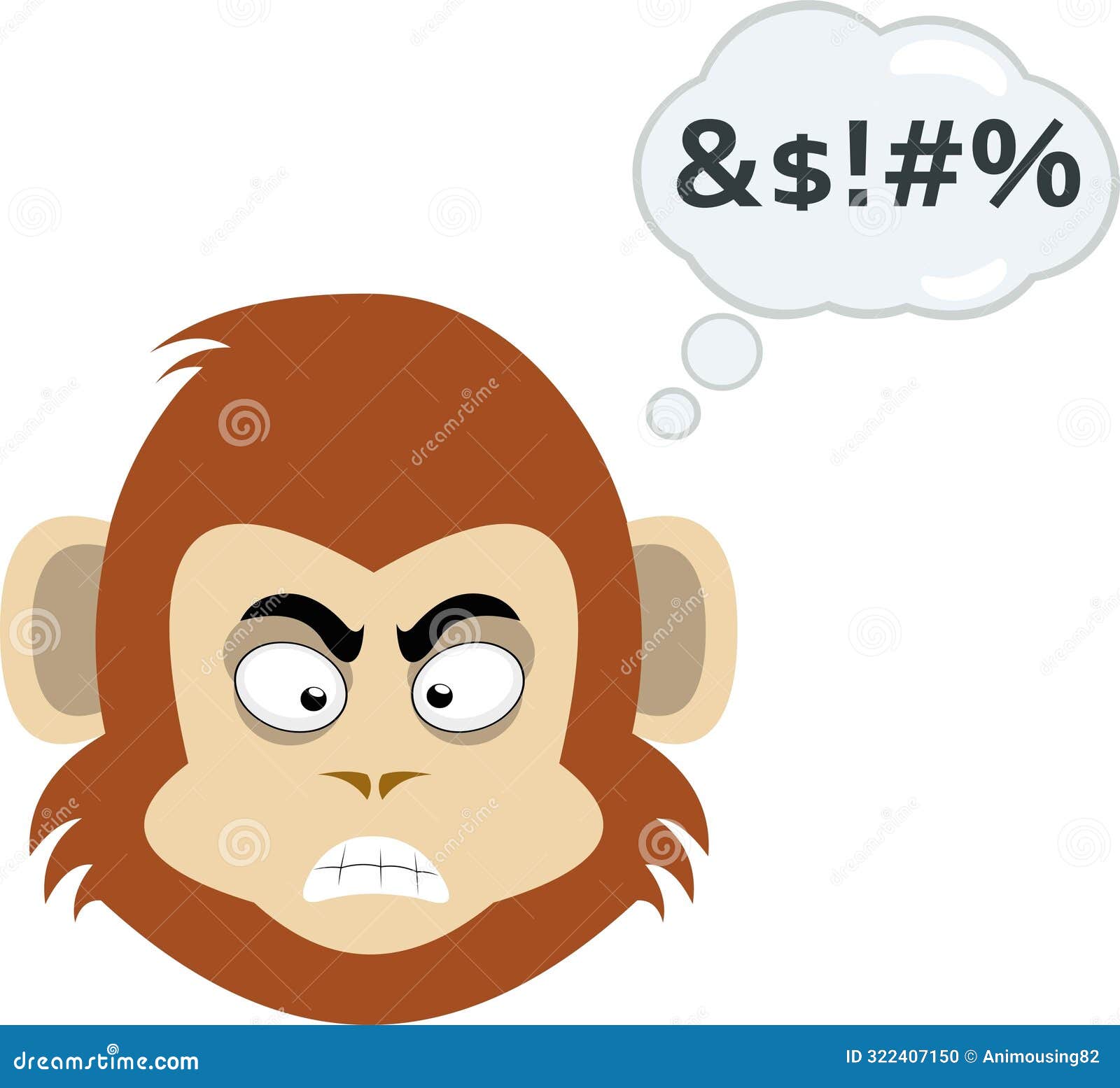 Head Monkey Cloud Thought Insult Stock Vector - Illustration of primate, curse: 322407150