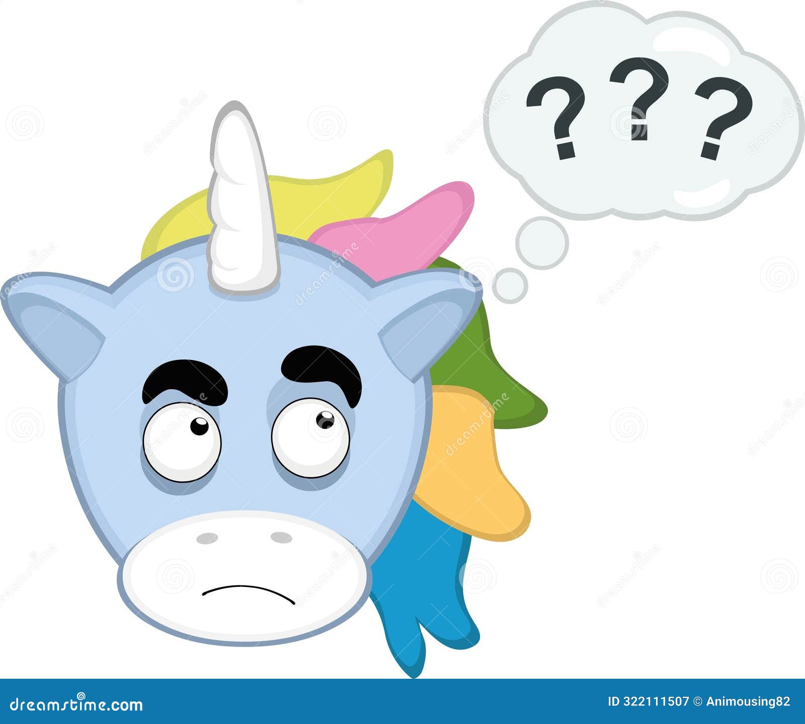 Unicorn Confused Oops. Magic Horse Perplexed Emotions. Fairy Beast ...