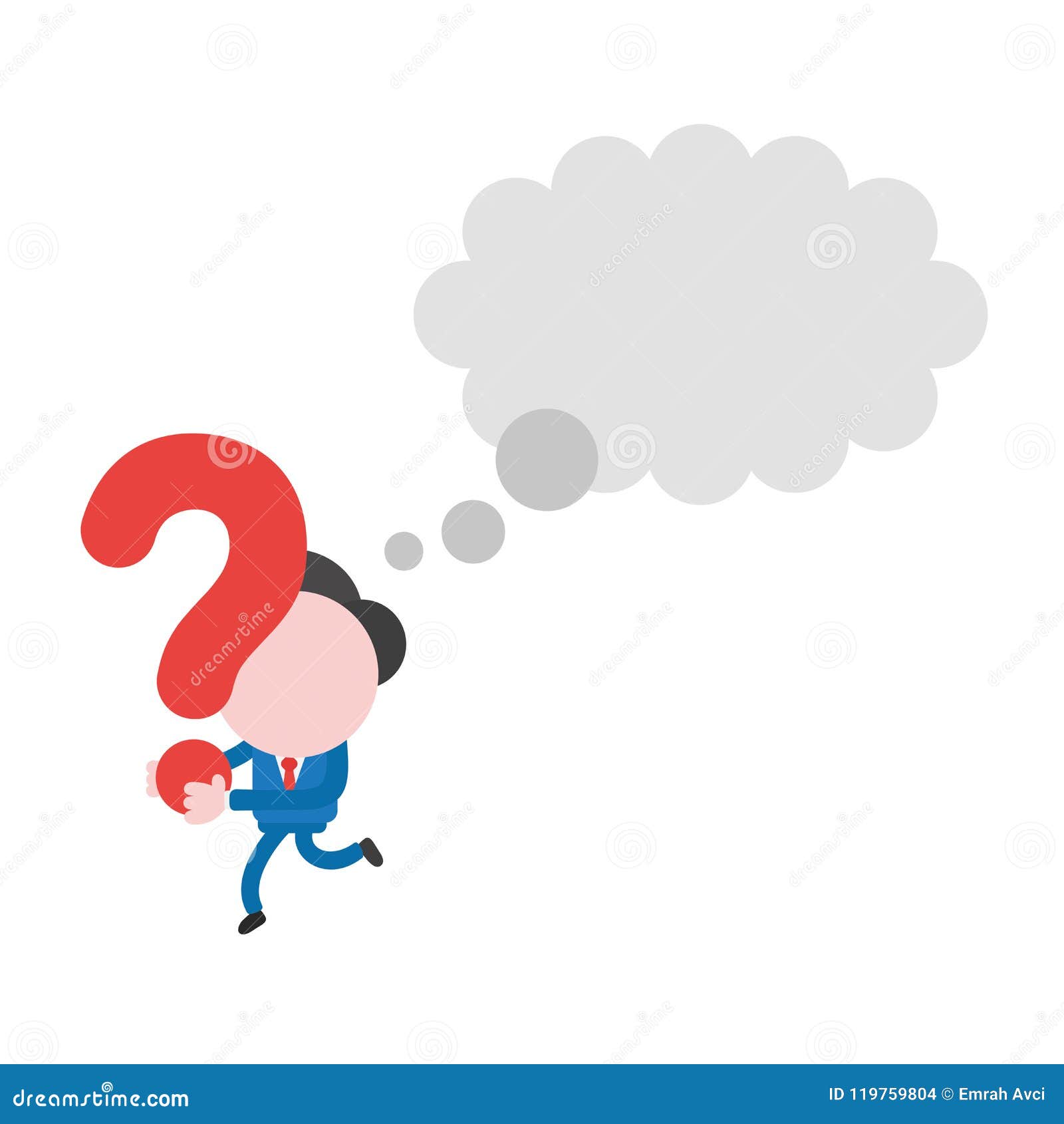 Vector Businessman Character with Thought Bubble, Running and Ca Stock ...