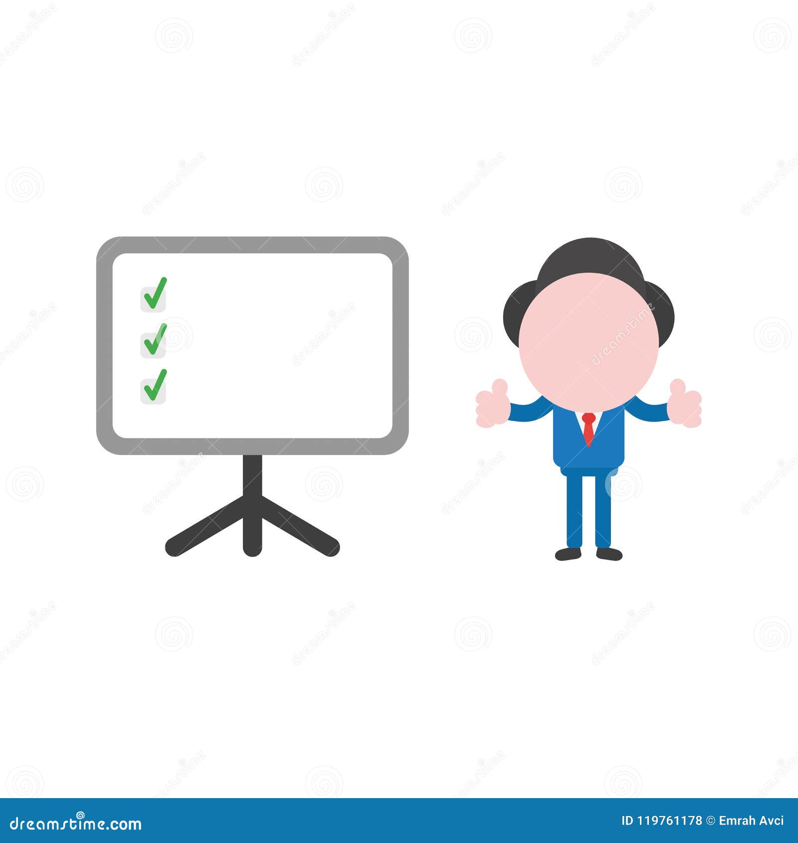 Vector Businessman Character Giving Thumbs Up with Check Marks I Stock ...