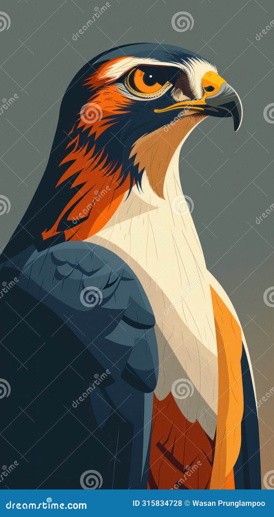 A Vector Illustration of a Falcon S Head in Profile, with a Geometric ...