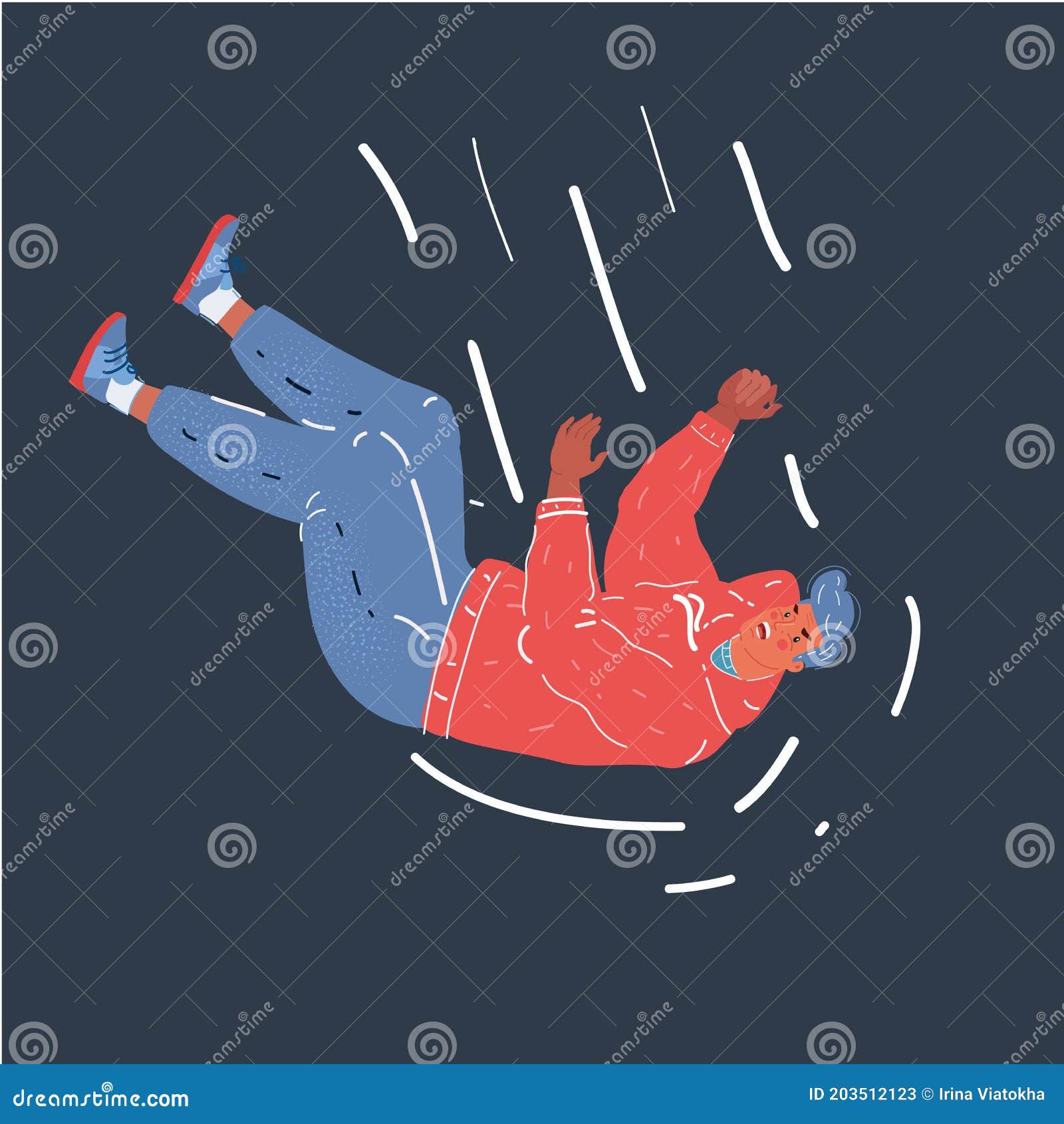Vector Illustration of Falling Businessman on Dark Backround. Stock ...
