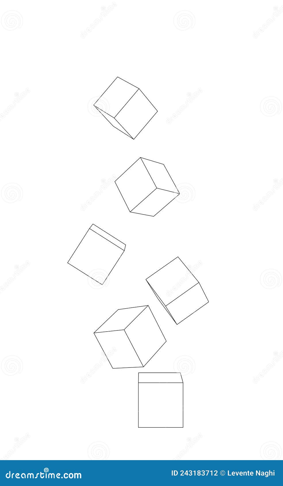 Vector Illustration of Falling Cubes Line Art Stock Vector ...