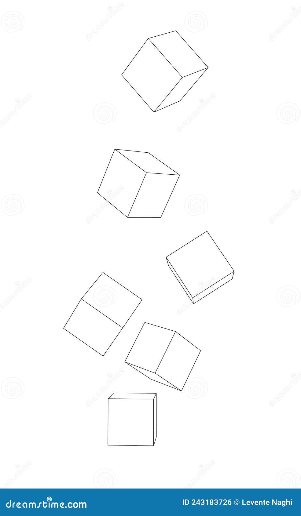 Vector Illustration of Falling Cubes Line Art Stock Vector ...