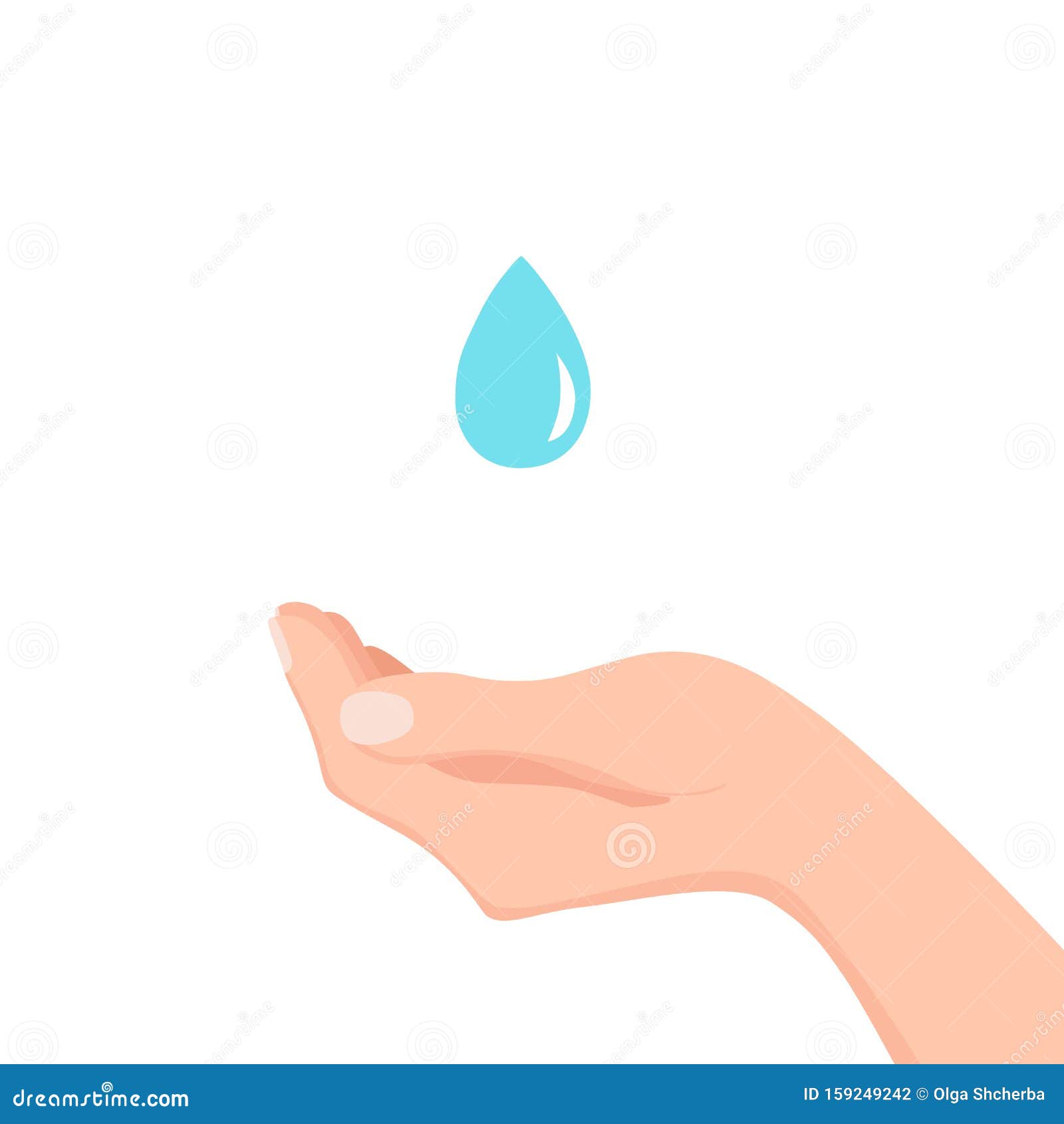 Vector Illustration of Falling Drop of Water in Hand. Stock Vector ...