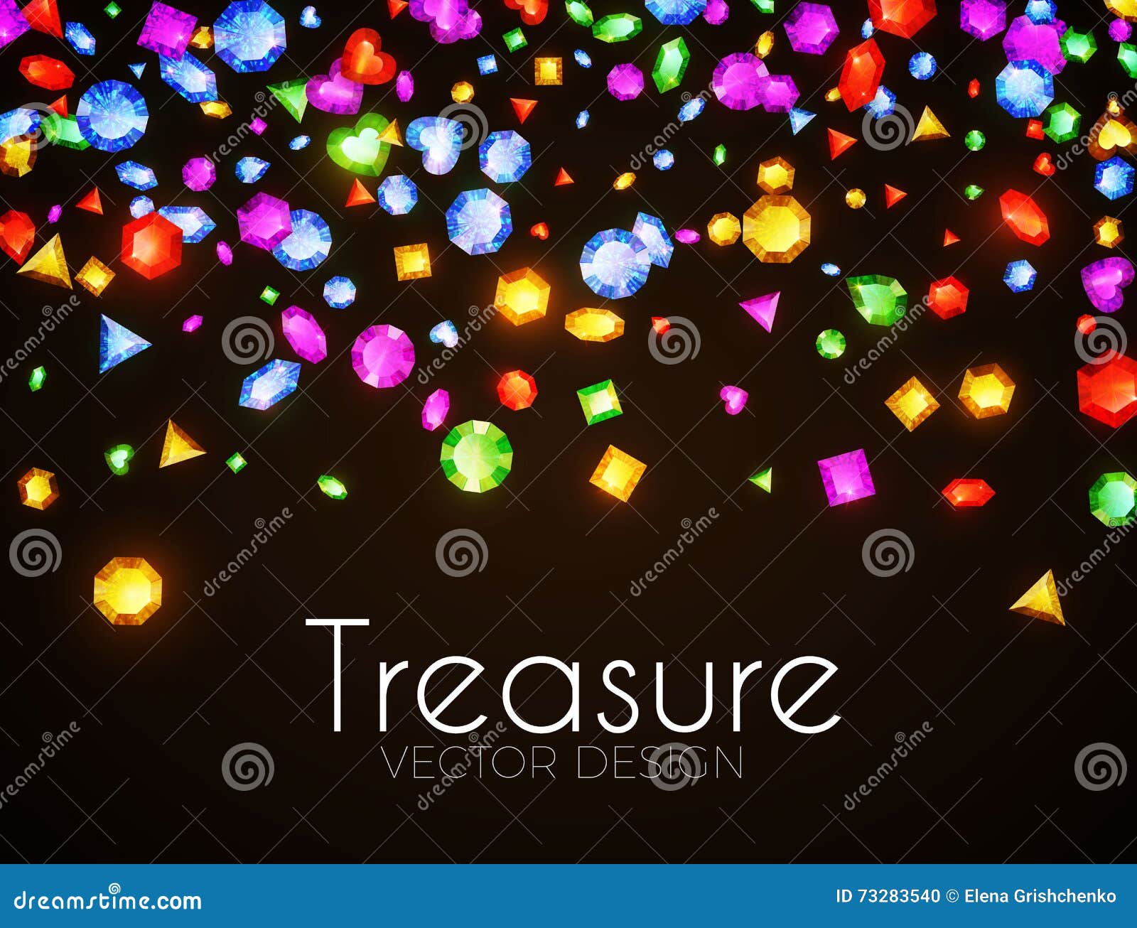 Vector Illustration. Falling Multicolor Gems. Treasure Design. Abstract ...