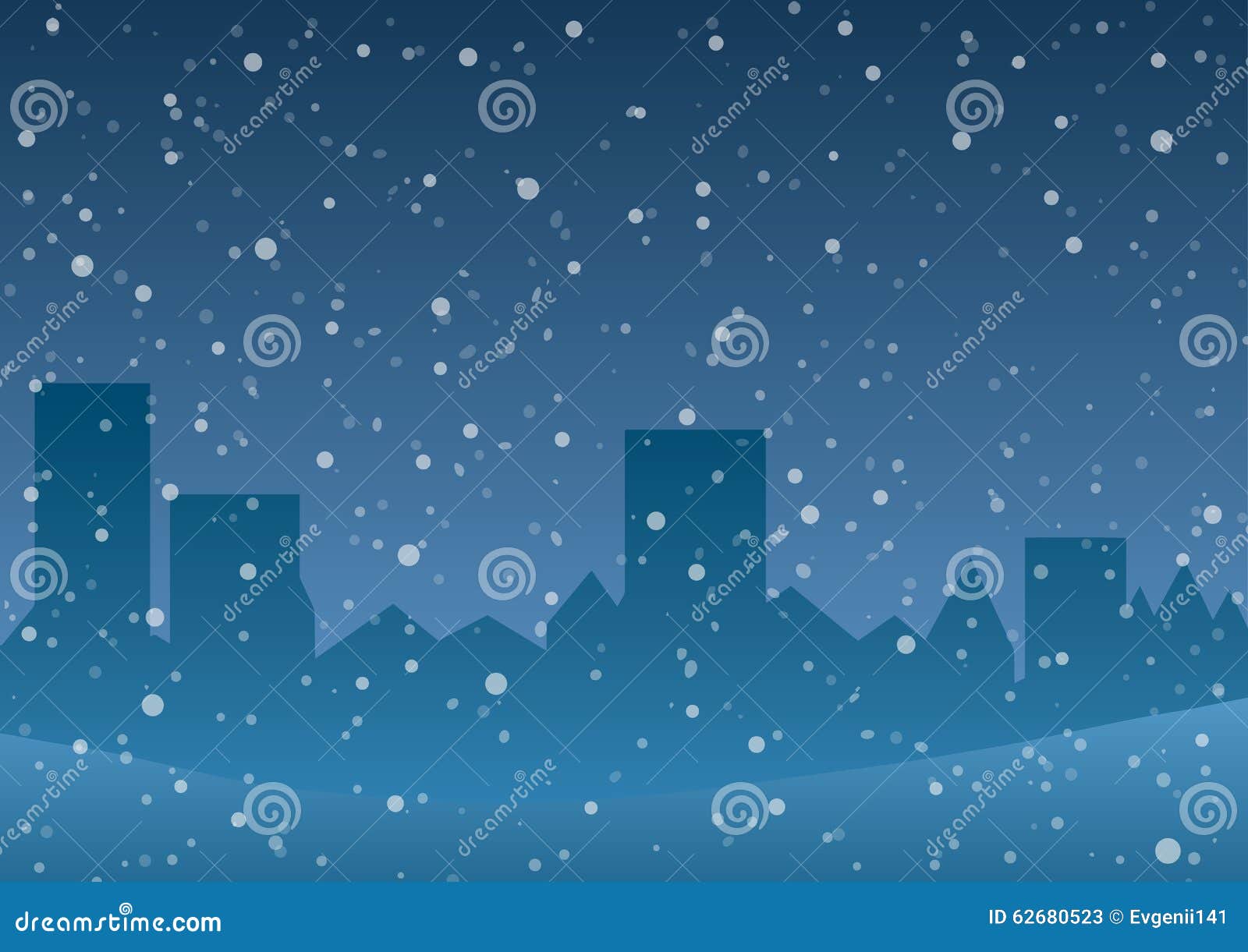 Vector Illustration. Falling Snow on the Background of the City. Stock ...