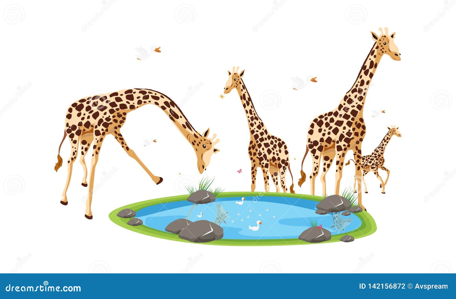 A Vector Illustration of a Family of Giraffes with Duck Family Eps 5 ...