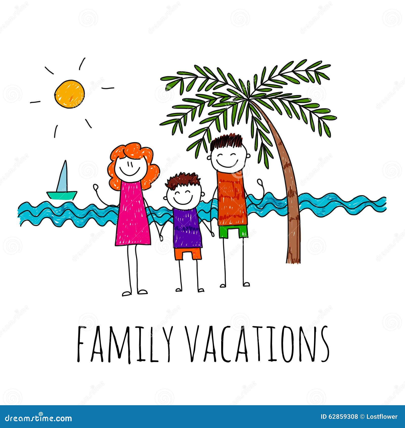 Vector Illustration of Family Vacation Stock Vector - Illustration of ...