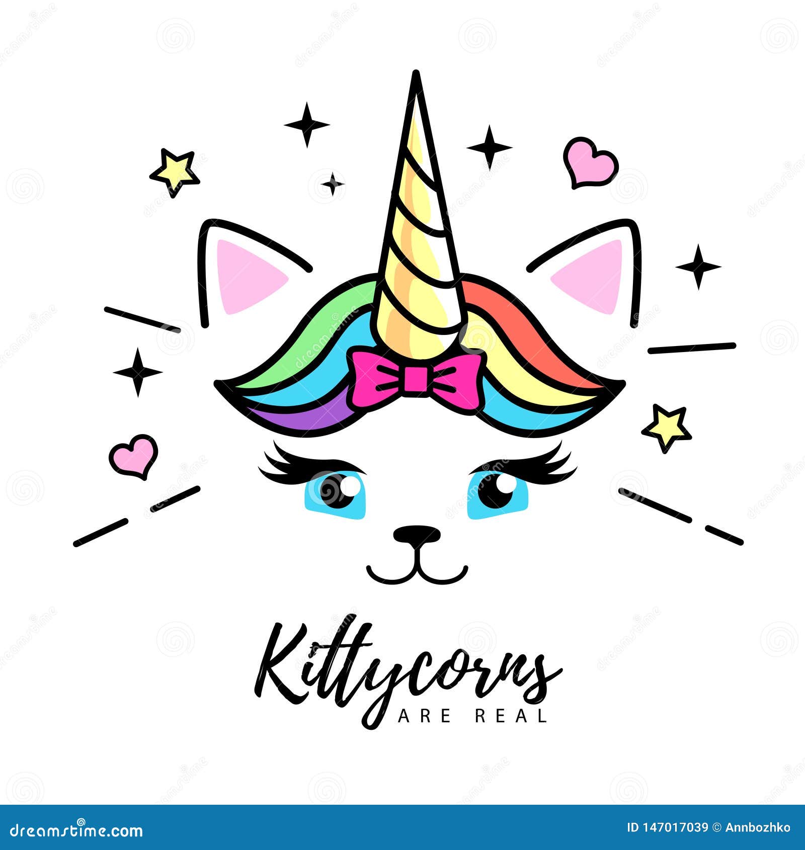 Vector Illustration of Fantasy Animal Cat Kittycorn Stock Vector ...