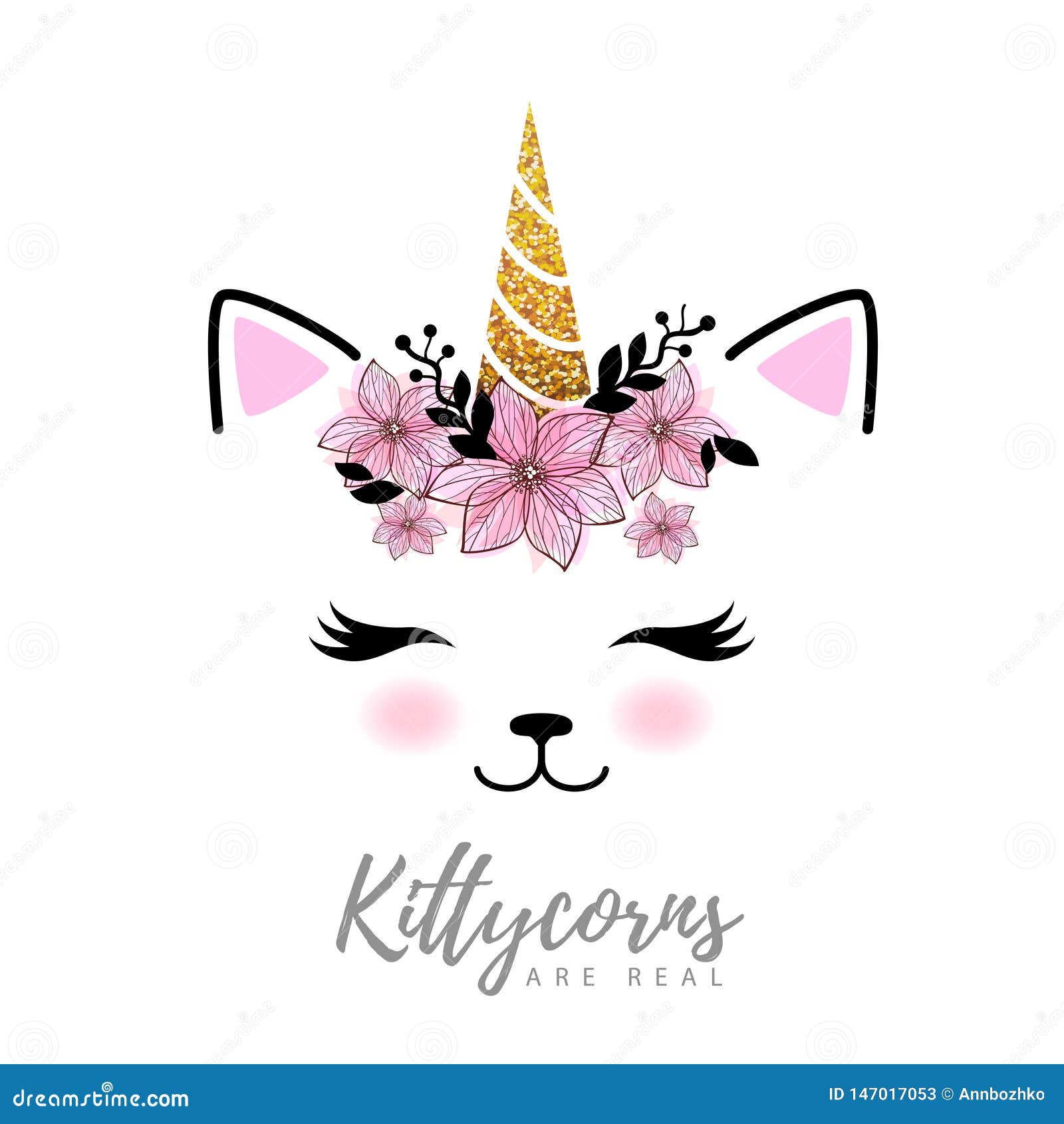 Vector Illustration of Fantasy Animal Cat Kittycorn Stock Vector ...