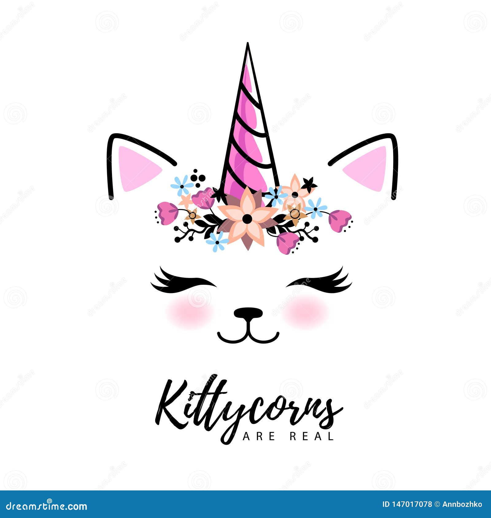 Vector Illustration of Fantasy Animal Cat Kittycorn Editorial Stock ...