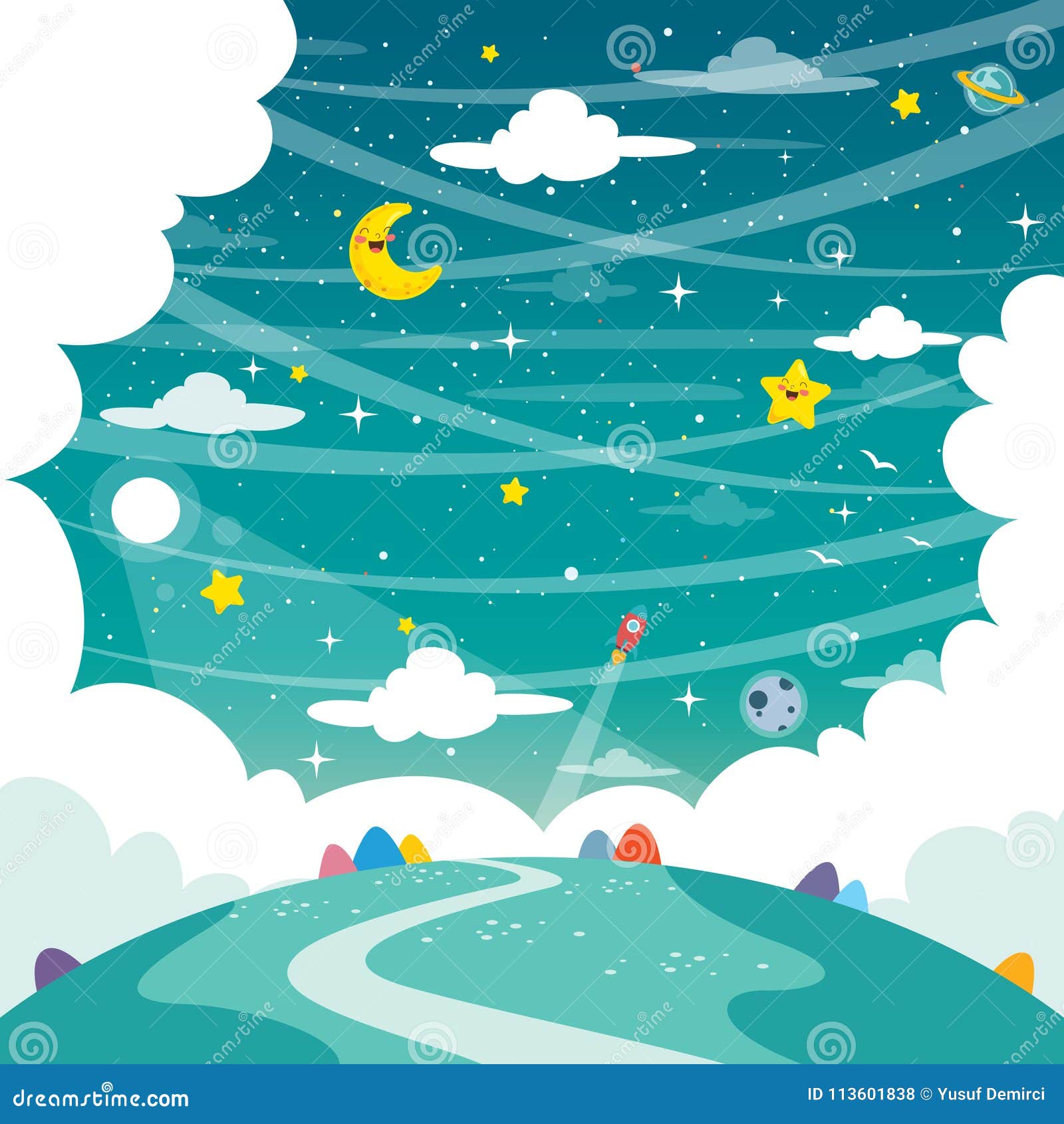 Vector Illustration of Fantasy Landscape Background Stock Vector ...
