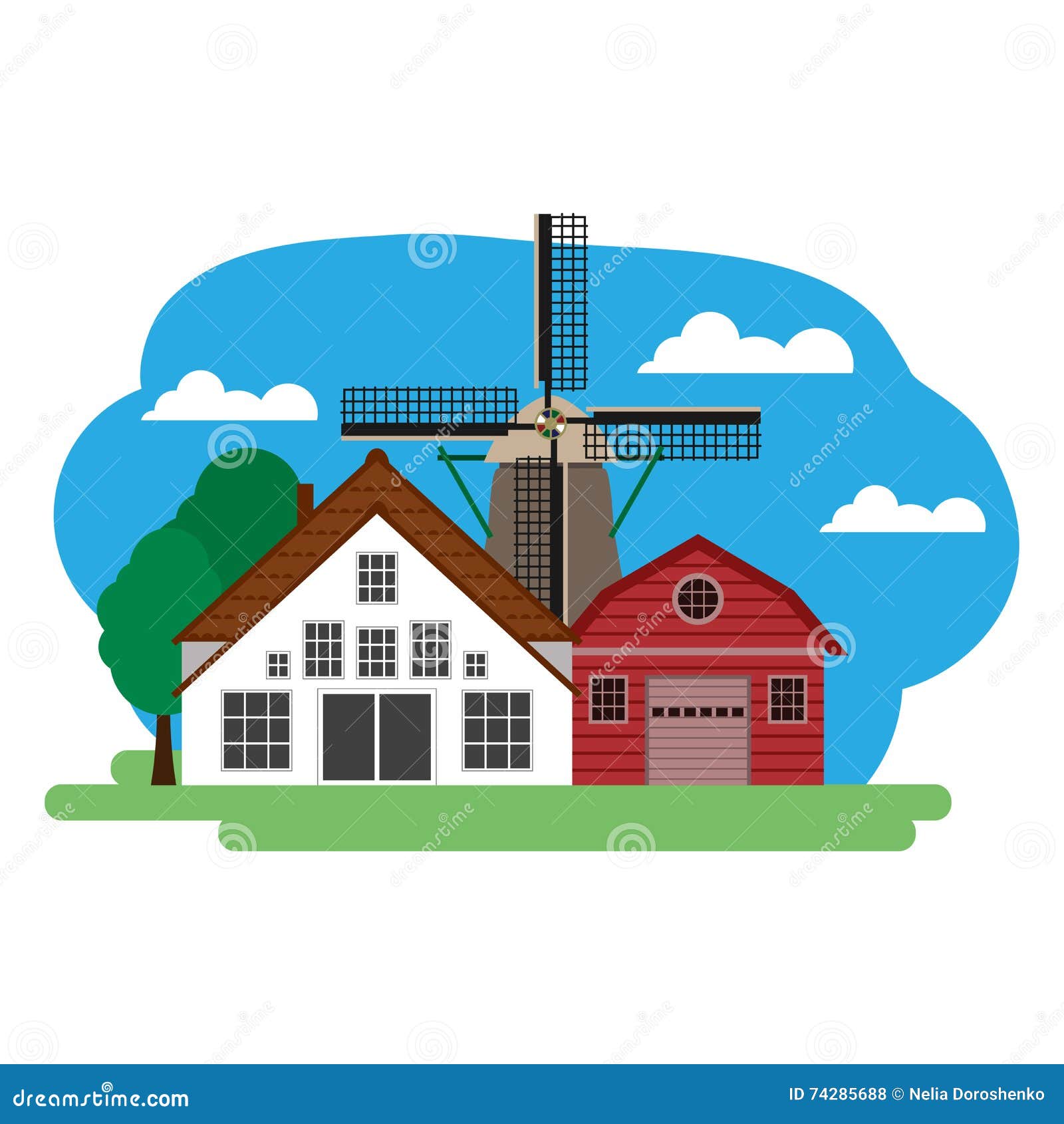 Vector Illustration of Farm. Stock Illustration - Illustration of ...