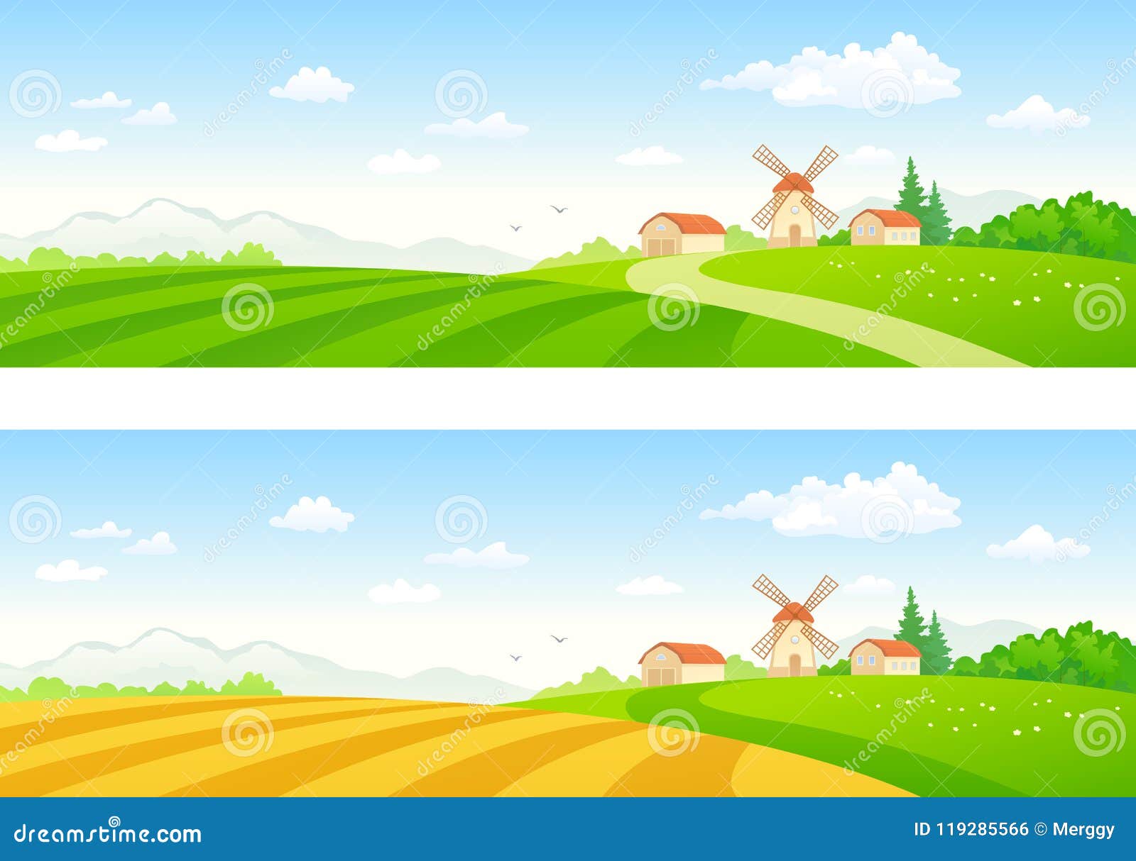 Rural field banners stock vector. Illustration of summer - 119285566