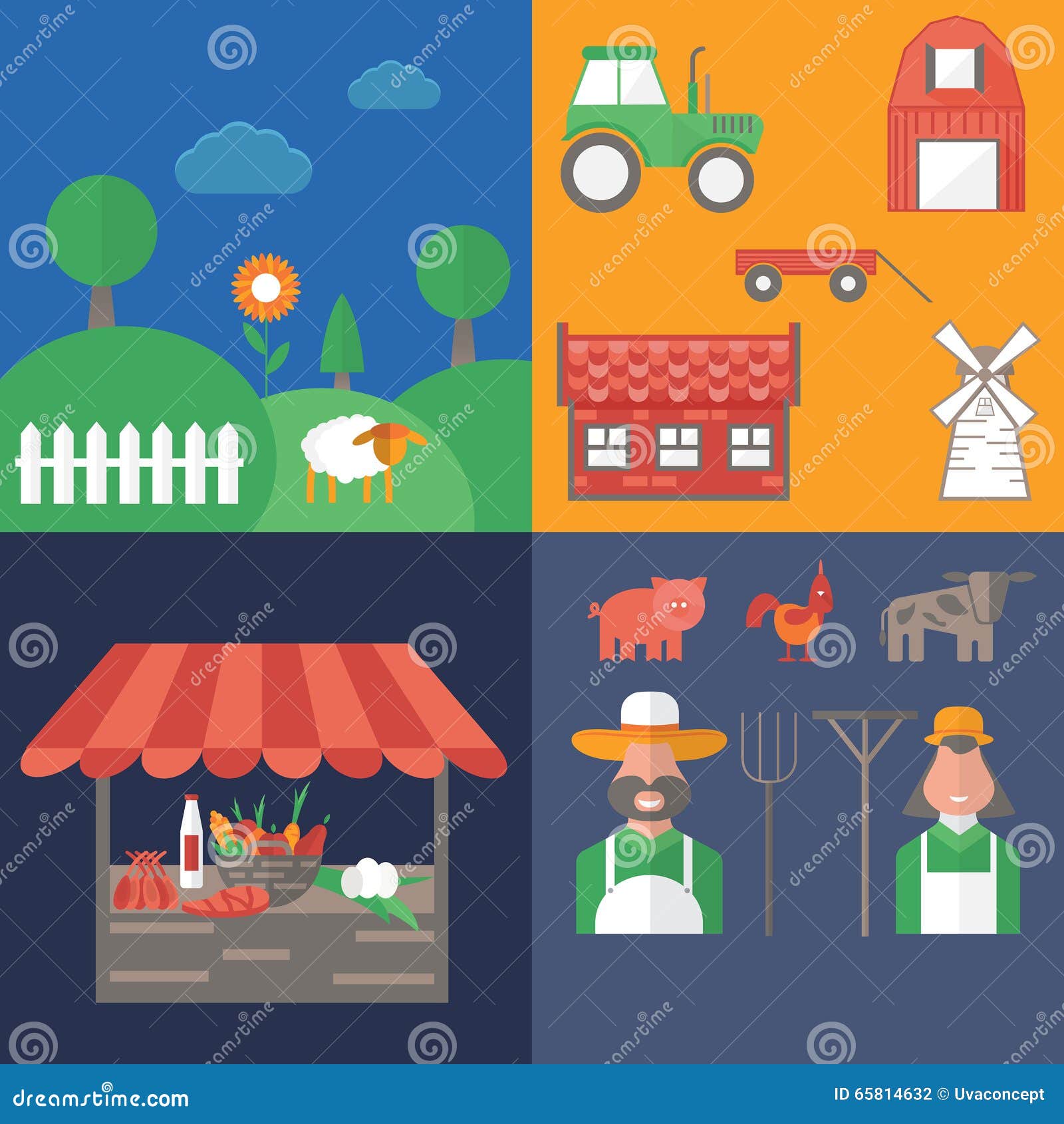 Vector Illustration on Farm Theme Stock Vector - Illustration of farmer ...