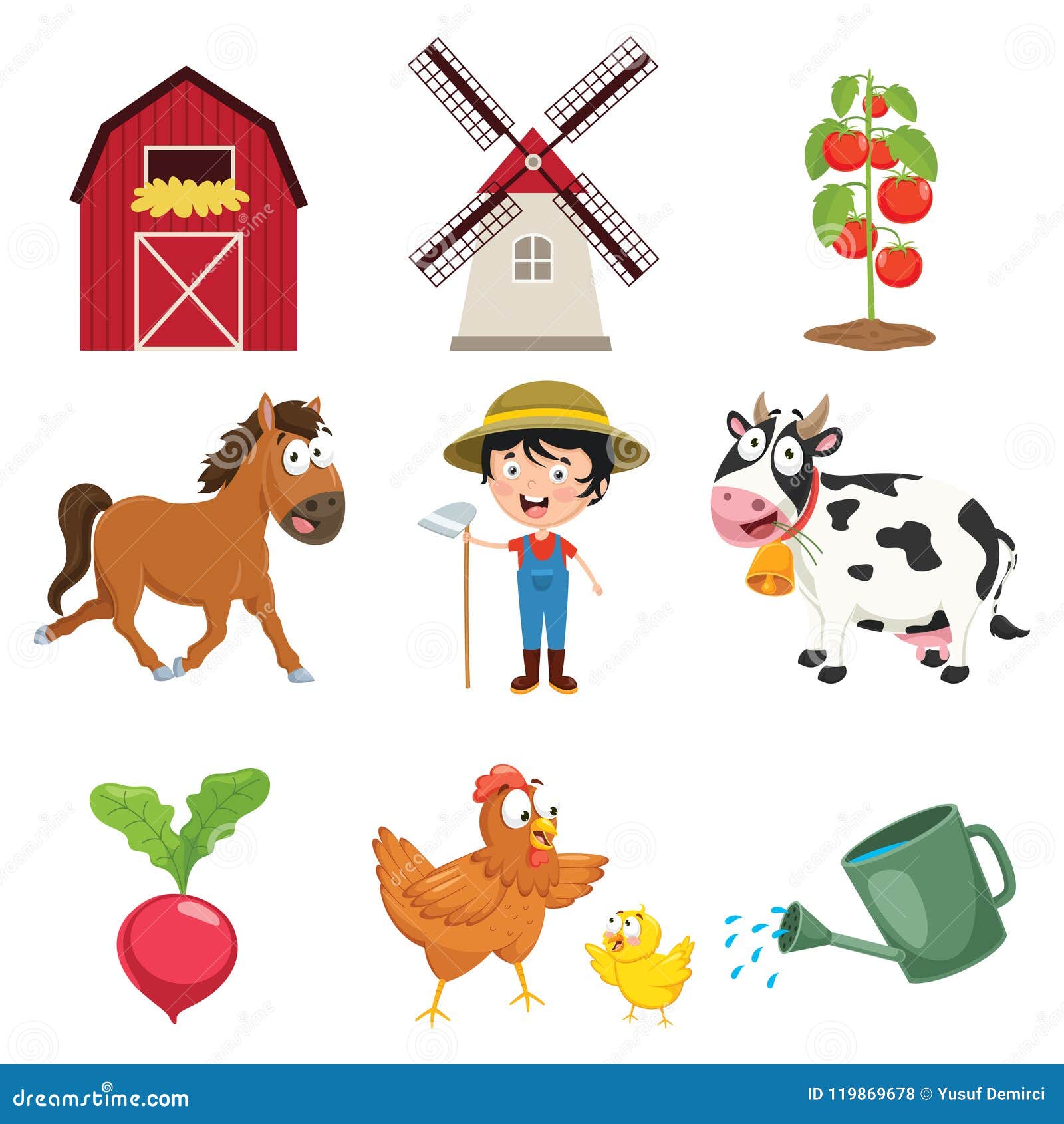 Vector Illustration of Farm Things Stock Vector - Illustration of ...