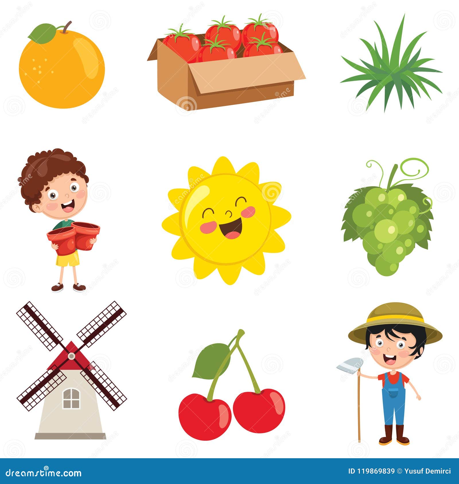 Vector Illustration of Farm Things Stock Vector - Illustration of ...