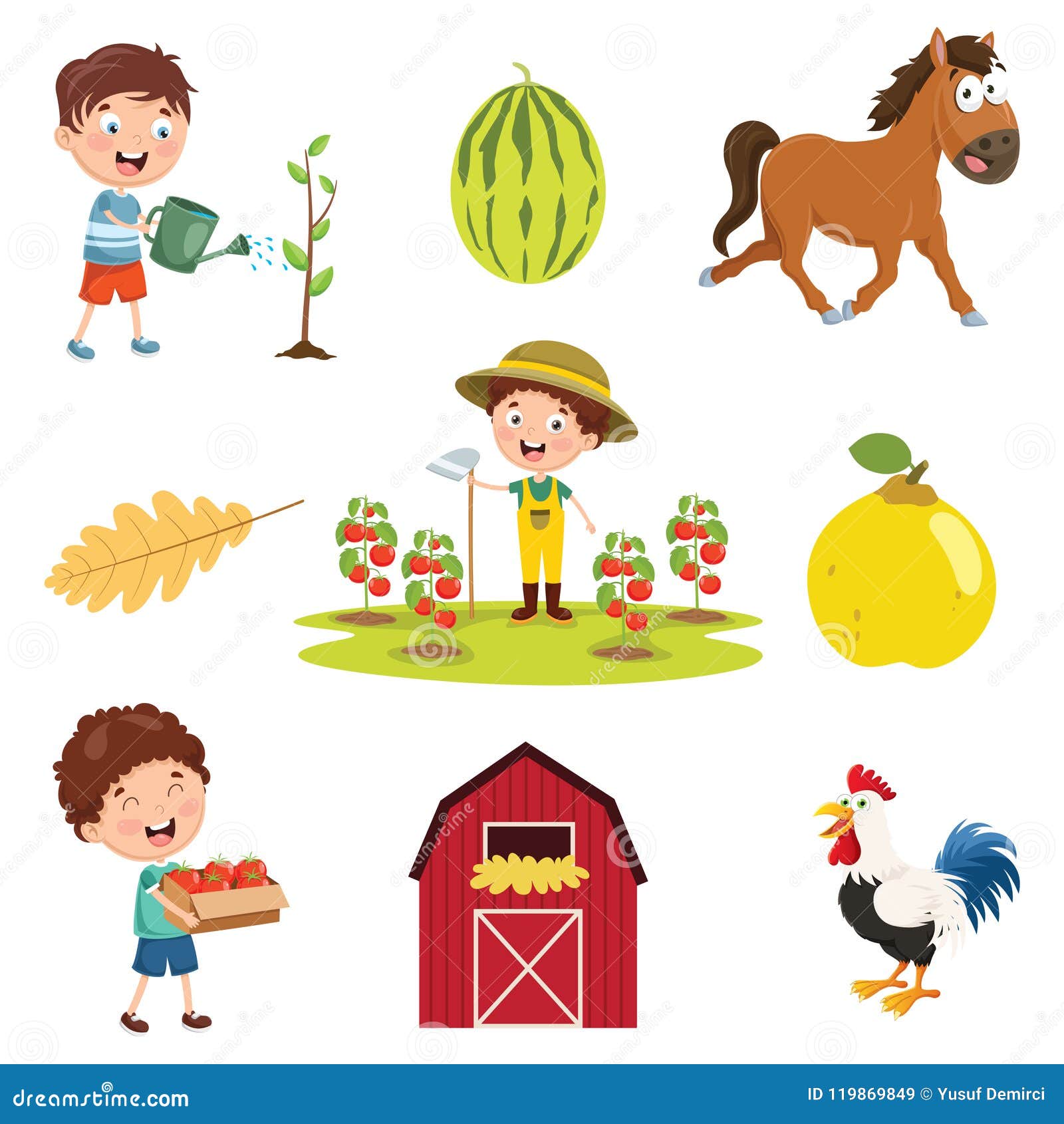 Vector Illustration of Farm Things Stock Vector - Illustration of farm ...