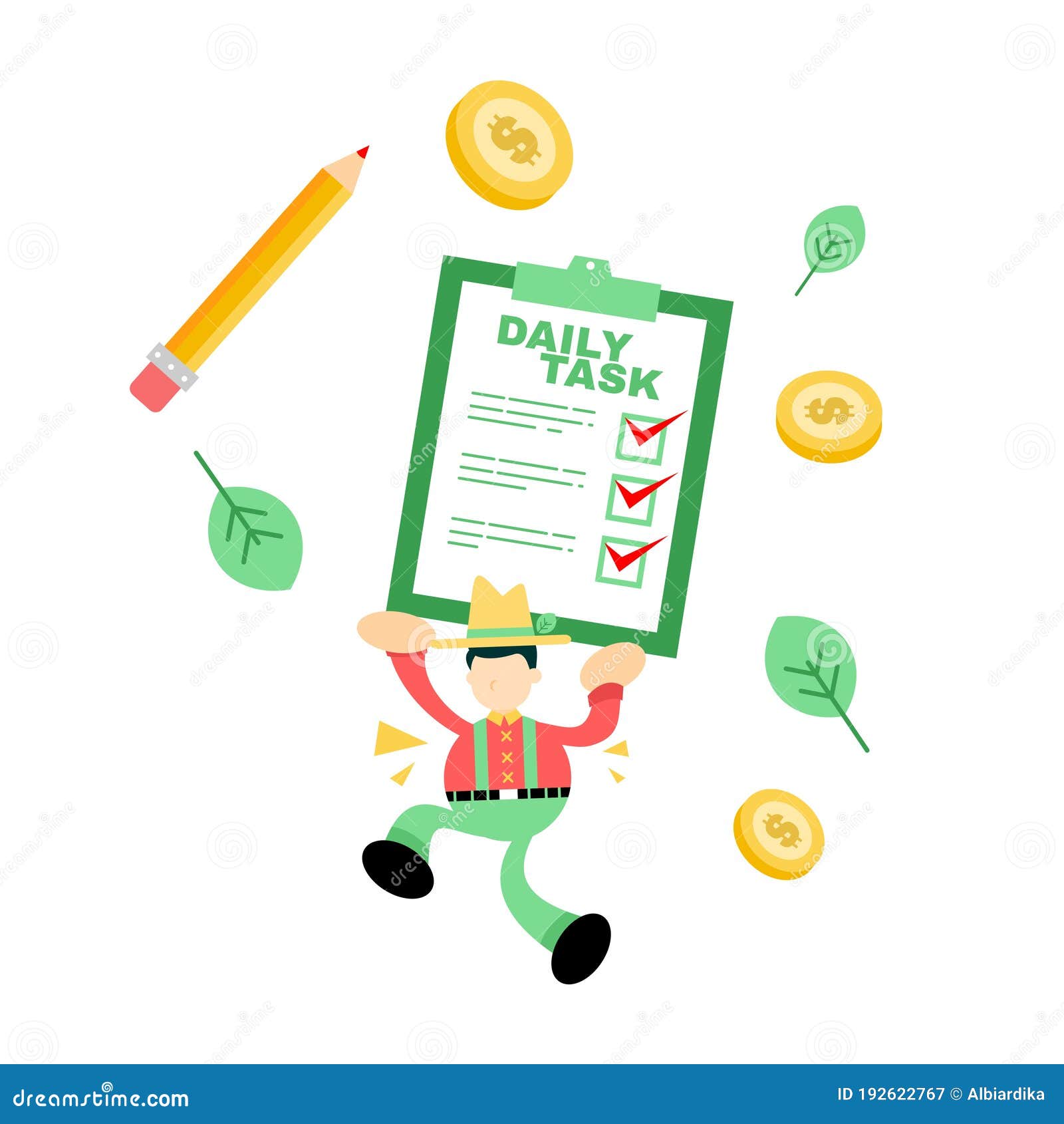 Farmer Man Agriculture and daily Task Checklist Form Business Cartoon ...